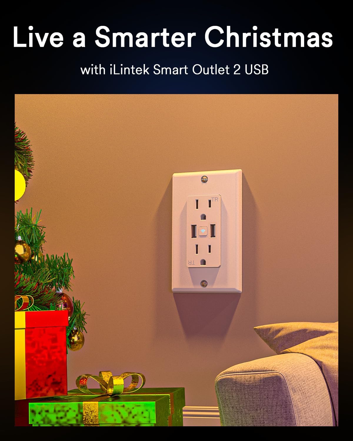 Smart USB Outlet in-Wall - Smart Electrical Outlet That Work with Alexa, Google Home, 15 Amp, No Hub Required, ETL & FCC Certified, 2.4G WiFi Only (4 Pack)