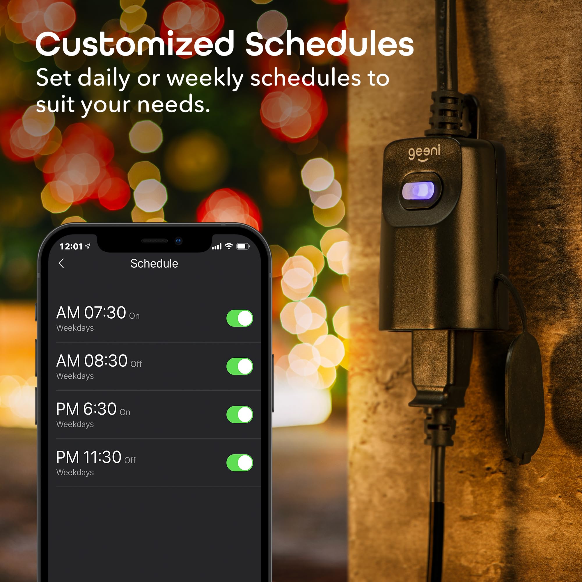 Geeni Indoor/Outdoor Smart Plug Weatherproof, 1 Socket –No Hub Wireless Remote Control and Timer –Works with Amazon Alexa, Google Assistant, Requires 2.4 GHz Wi-Fi, Black