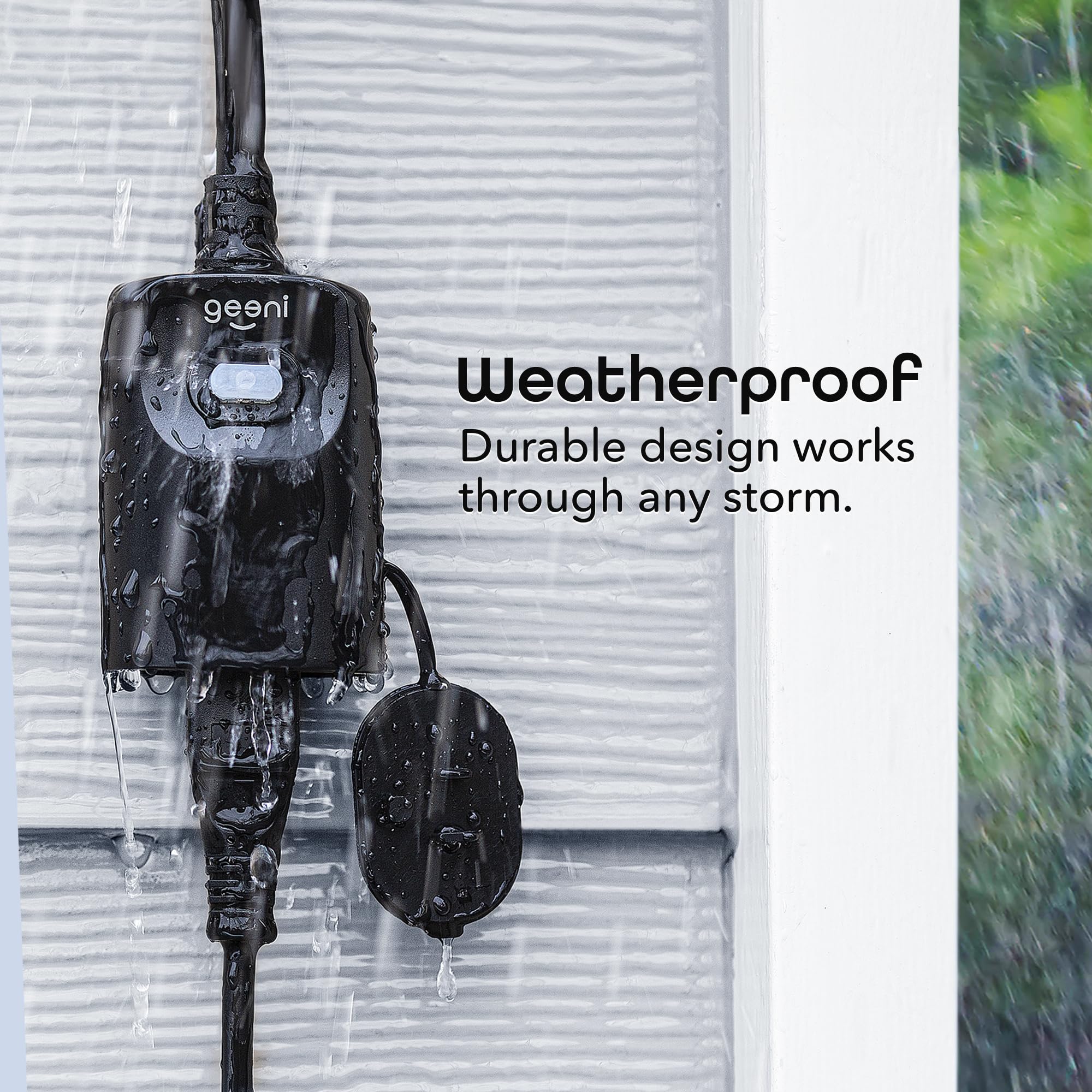 Geeni Indoor/Outdoor Smart Plug Weatherproof, 1 Socket –No Hub Wireless Remote Control and Timer –Works with Amazon Alexa, Google Assistant, Requires 2.4 GHz Wi-Fi, Black