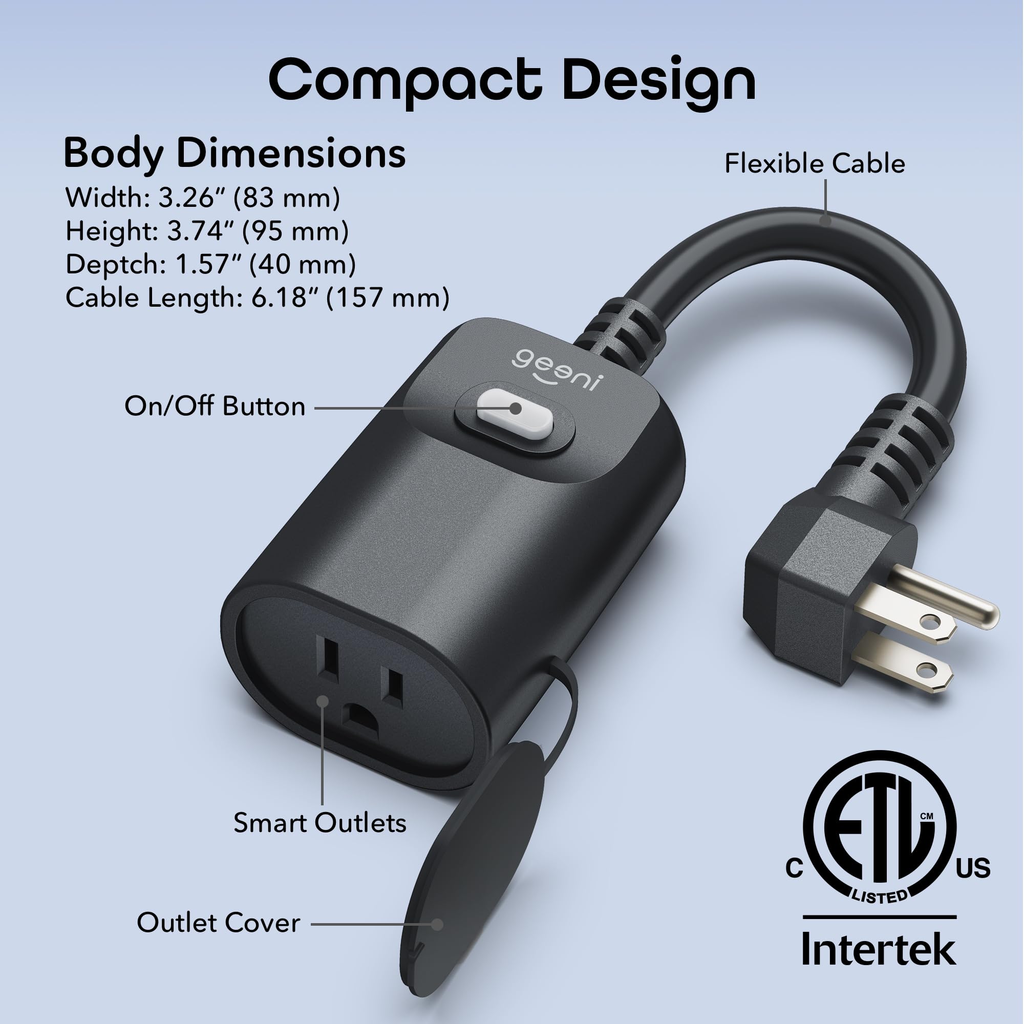 Geeni Indoor/Outdoor Smart Plug Weatherproof, 1 Socket –No Hub Wireless Remote Control and Timer –Works with Amazon Alexa, Google Assistant, Requires 2.4 GHz Wi-Fi, Black