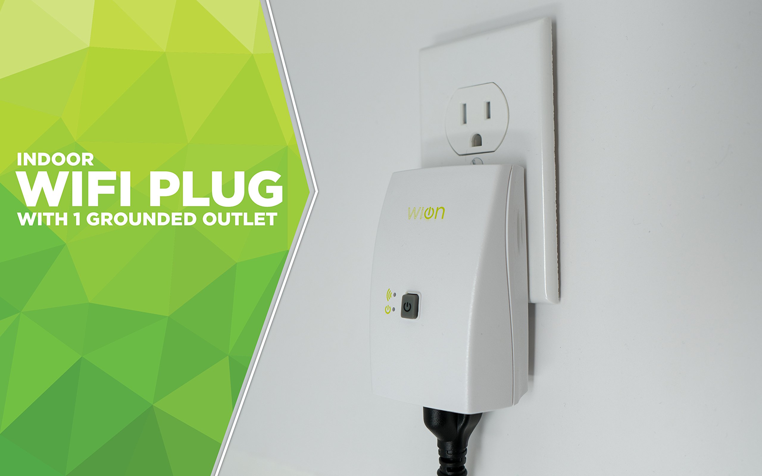 WiOn 50050 Indoor WiFi Plug With 1 Grounded Outlet, White