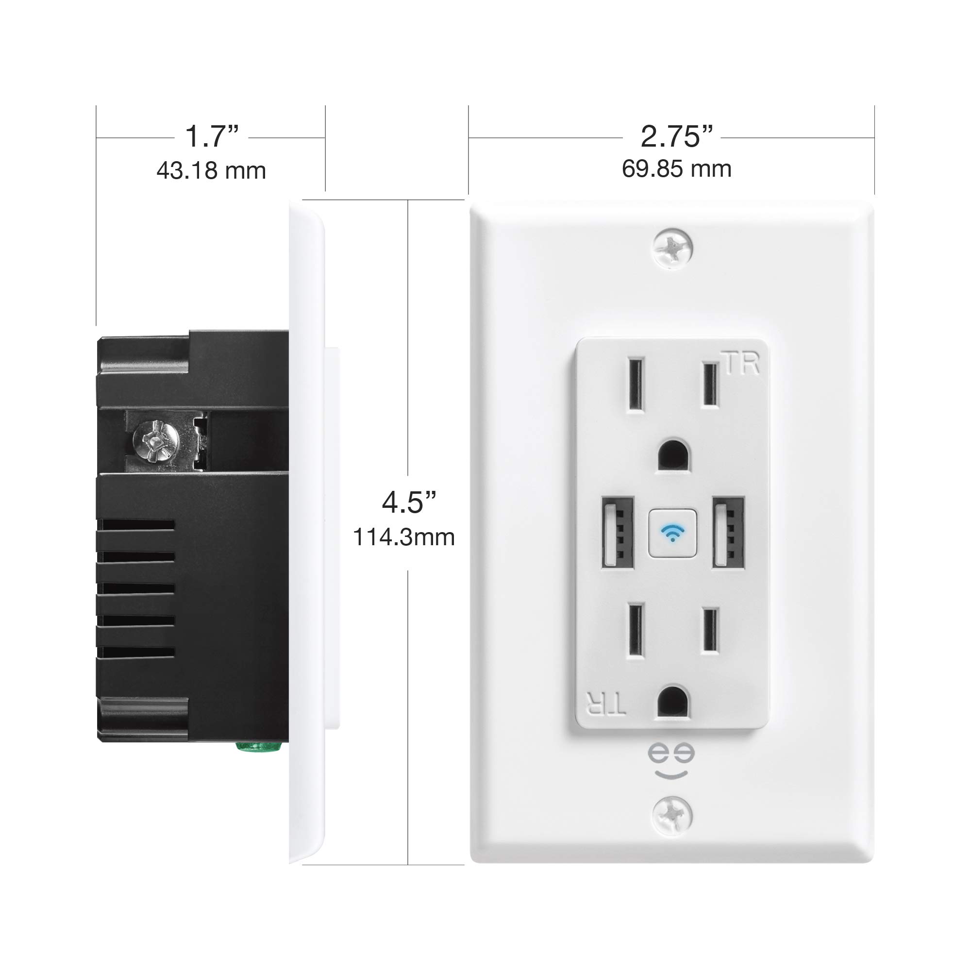 Geeni Wi-Fi Smart Wall Outlet with 2 Plugs and Wireless App Control, Compatible with Alexa and Google Home, WiFi Smart Outlet, 2 Pack