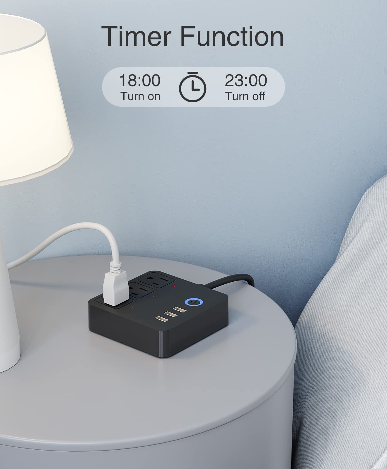 Smart Plug Power Strip, WISEBOT USB Surge Protector with 3 Individually Controlled Smart Outlets and 3 USB Ports, Works with Alexa Google Home, WiFi Timer Plug Extender for Travel, UL, 2.4G WiFi Only