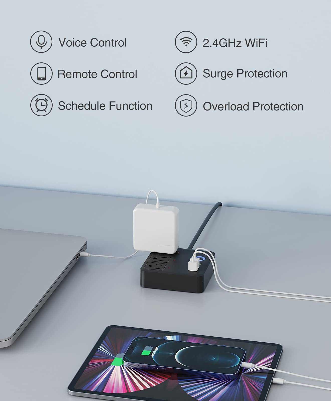 Smart Plug Power Strip, WISEBOT USB Surge Protector with 3 Individually Controlled Smart Outlets and 3 USB Ports, Works with Alexa Google Home, WiFi Timer Plug Extender for Travel, UL, 2.4G WiFi Only