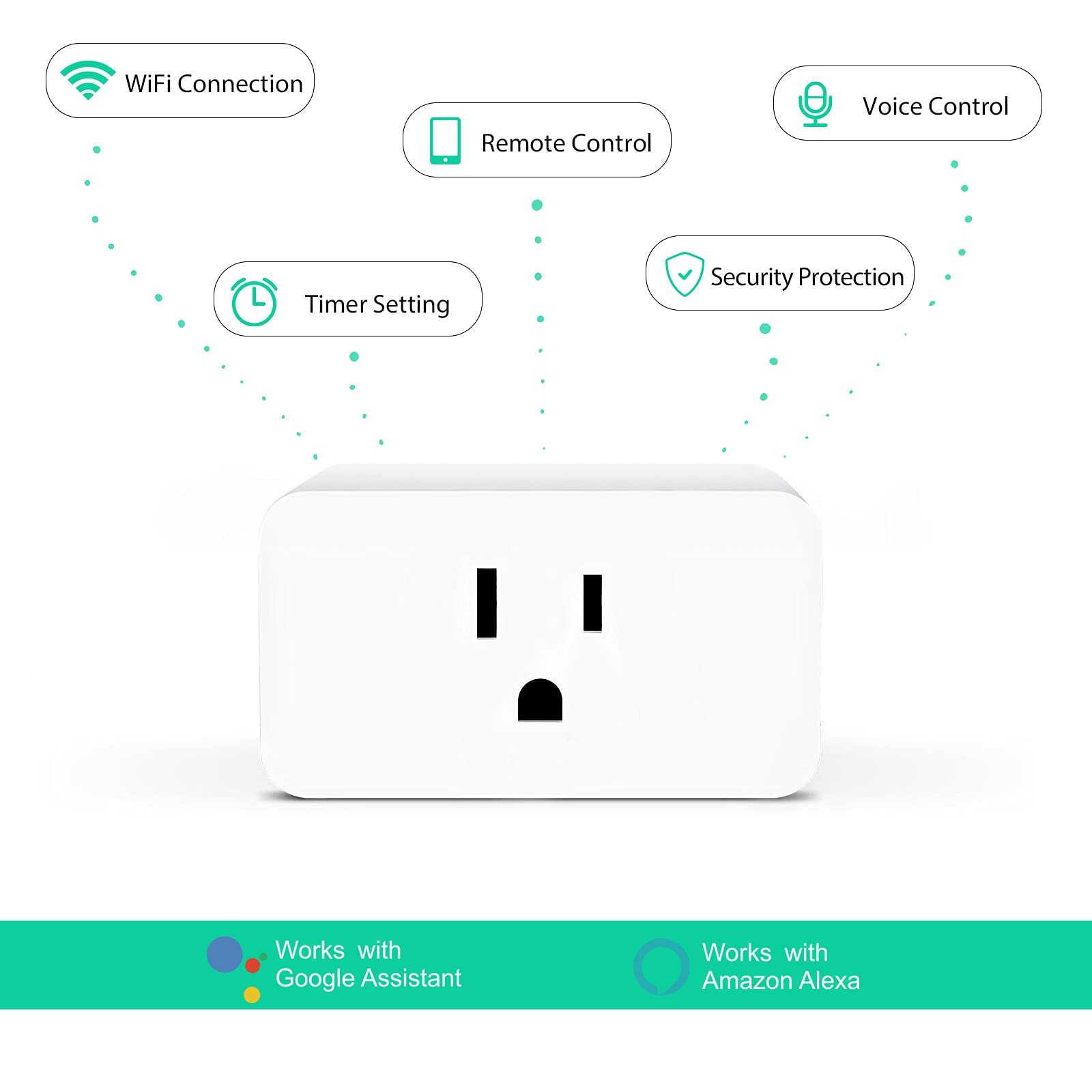 Cibou Smart Plug Mini 15A 4Pack, Work with amazon Alexa,Google Home Assistant Nest,compatible wireless&bluetooth,Voice and Android&IOS APP Control to Outlets,WiFi Switch,Remote Socket,Timer Device,FCC