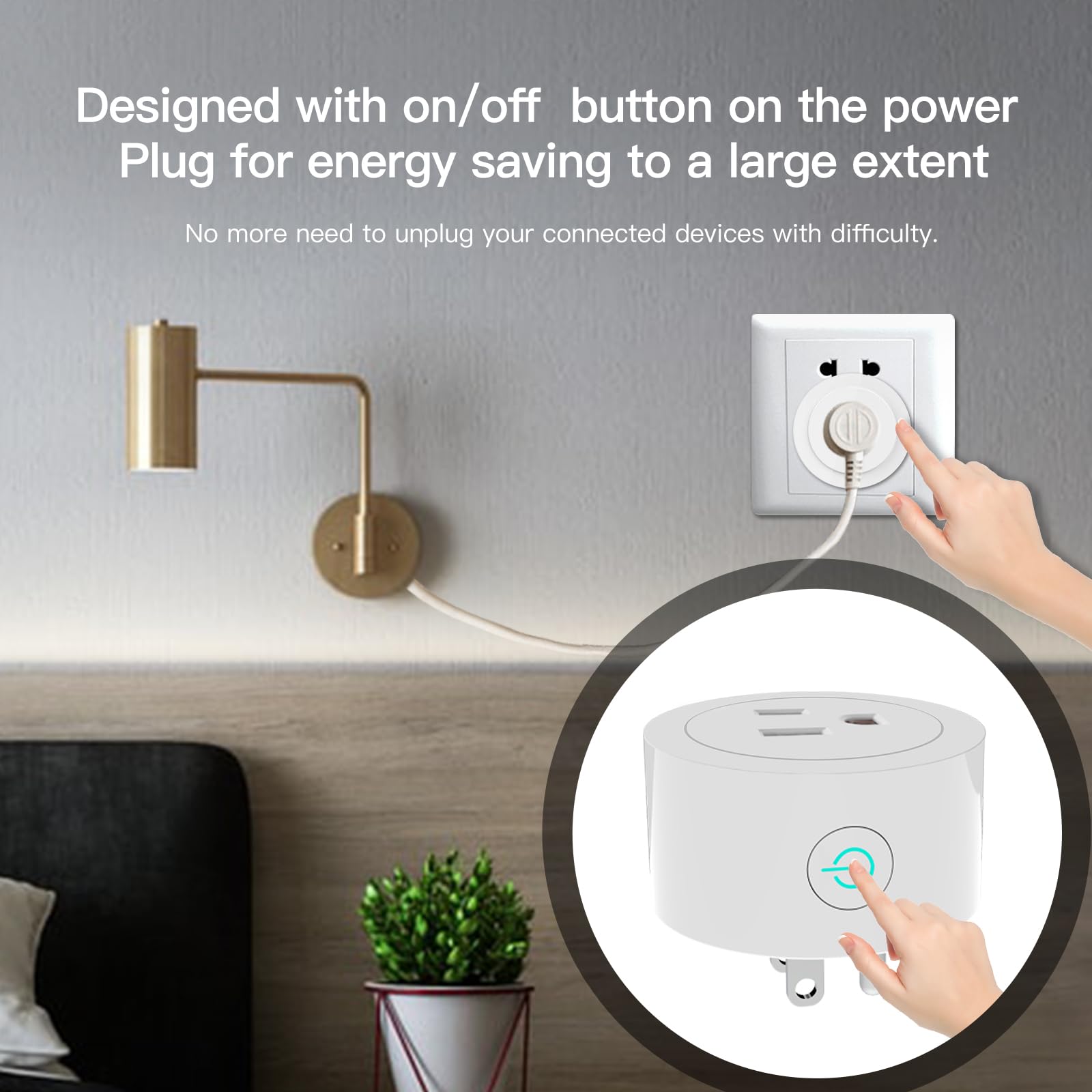 MOES Smart Plug WiFi Smart Power Socket with Dimmable RGB LED Night Light, Wireless Remote Control with Smart Life/Tuya App, Outlet Compatible with Alexa Google Home, No Hub Required
