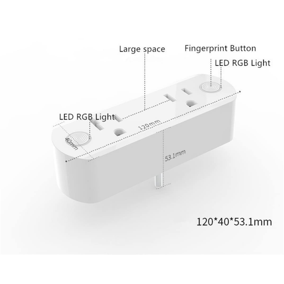 Smart Plug Two Socket with Power Energy Monitoring 16A WiFi Outlet Tuya APP Alexa and Google Home Compatible Wireless Remote Control 2.4GHz Wi Fi Timer White