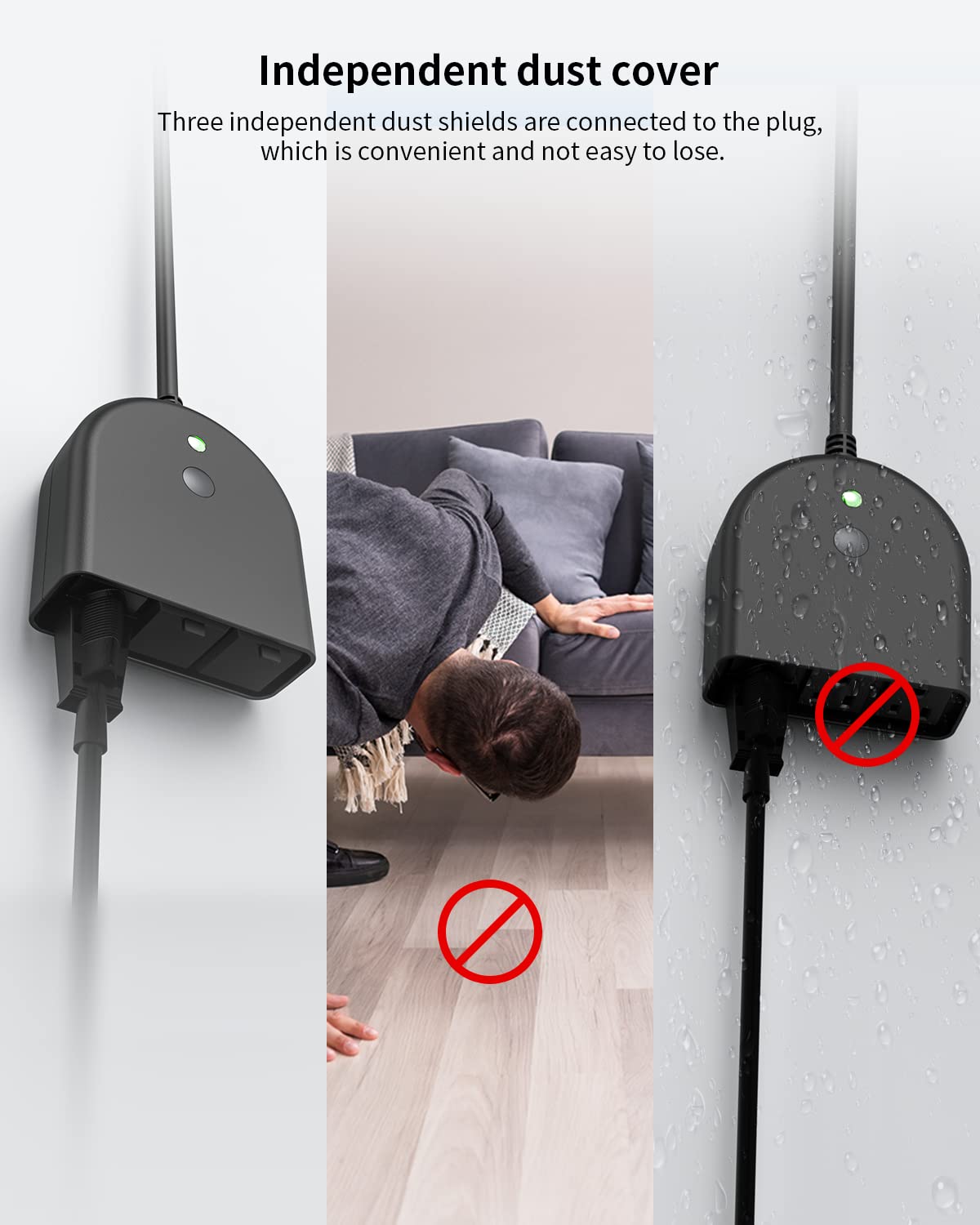 Outdoor Smart Plug, Outdoor Wi-Fi Outlet with 3 Sockets, Compatible with SmartThings, Alexa, Google Home, Wireless Remote Control/Timer by Smartphone, IP44 Weatherproof, FCC/RoHS Certified