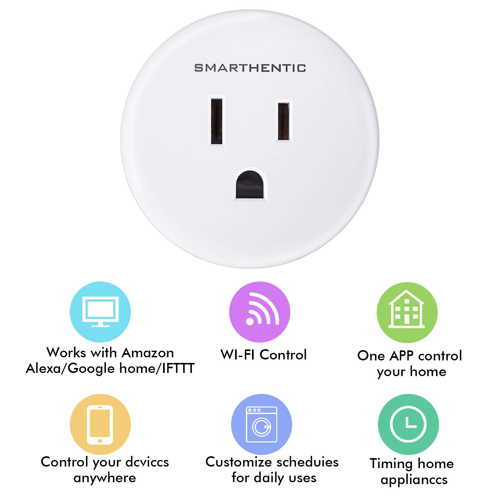 Smart Plugs, WIFI Outlet Timer Socket Sets, Remote Control Gadgets, Alexa, Google Home Voice Control, 2.4GHZ Network Outlet Extender, ETL Certified, Cool Stuff for Your Room, Pack of (6)