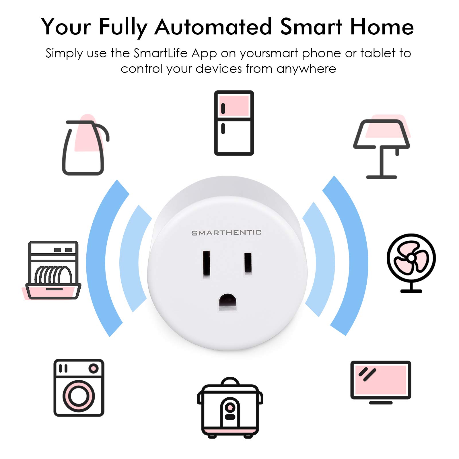 Smart Plugs, WIFI Outlet Timer Socket Sets, Remote Control Gadgets, Alexa, Google Home Voice Control, 2.4GHZ Network Outlet Extender, ETL Certified, Cool Stuff for Your Room, Pack of (6)