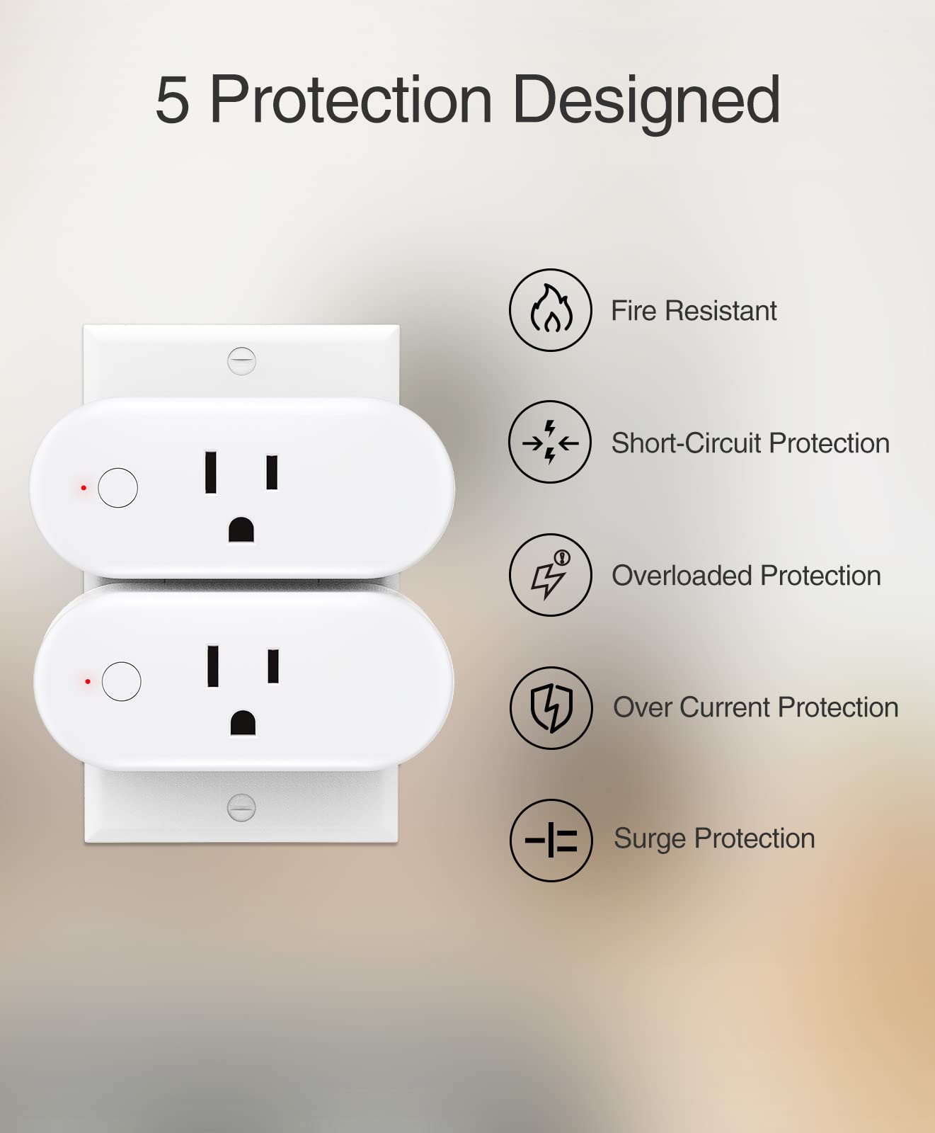 GHome Smart HomeKit Smart Plug, 15A Mini Plug Works with HomeKit and Homepod, Wi-Fi Outlet Socket Remote Control with Schedule Timer Function, Only for 2.4GHz Network, No Hub Required (2 Pack), White