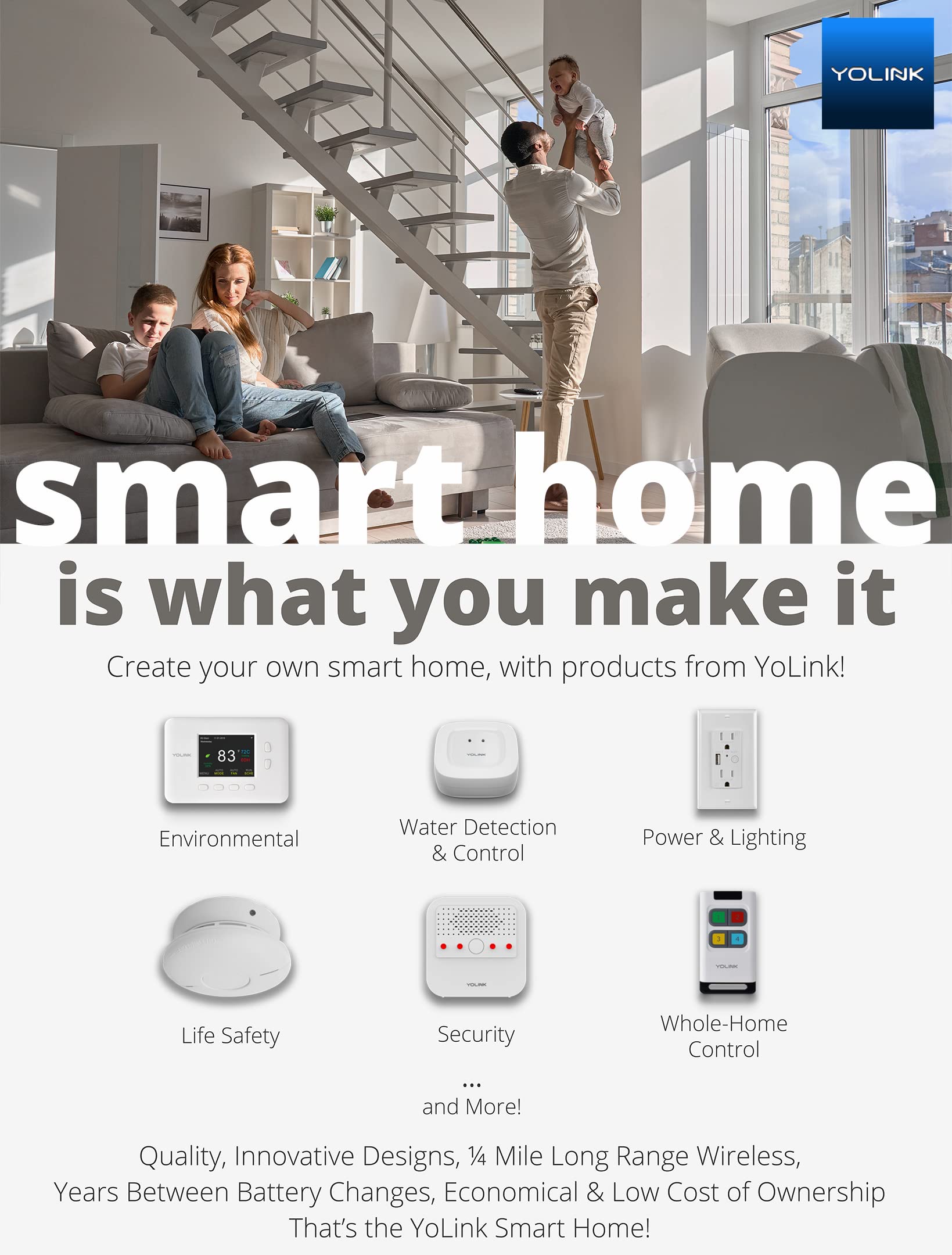 YoLink Remote, 500 Feet World's Longest Range Smart Remote Controller One Button Plugs Switches Outlets Grouping and Controlling, LoRa Enabled Smart Home Automation Device