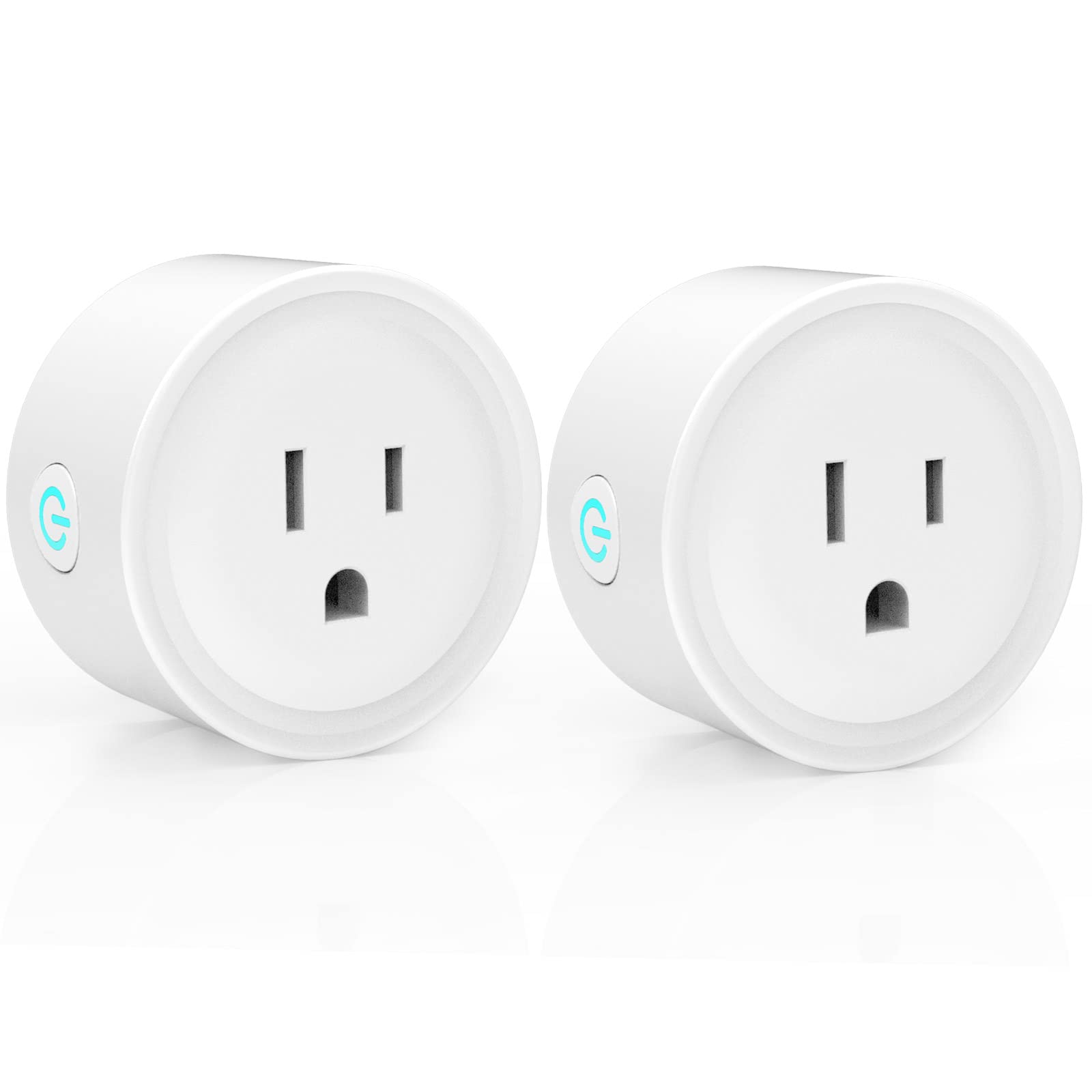 Smart Plugs That Work with Alexa Google Home Siri, Wireless 2.4G WiFi Outlet Controlled by Smart Life Tuya Avatar Controls APP, 10A Mini Socket Enchufe Inteligente with Timer, Round, 2 Pack