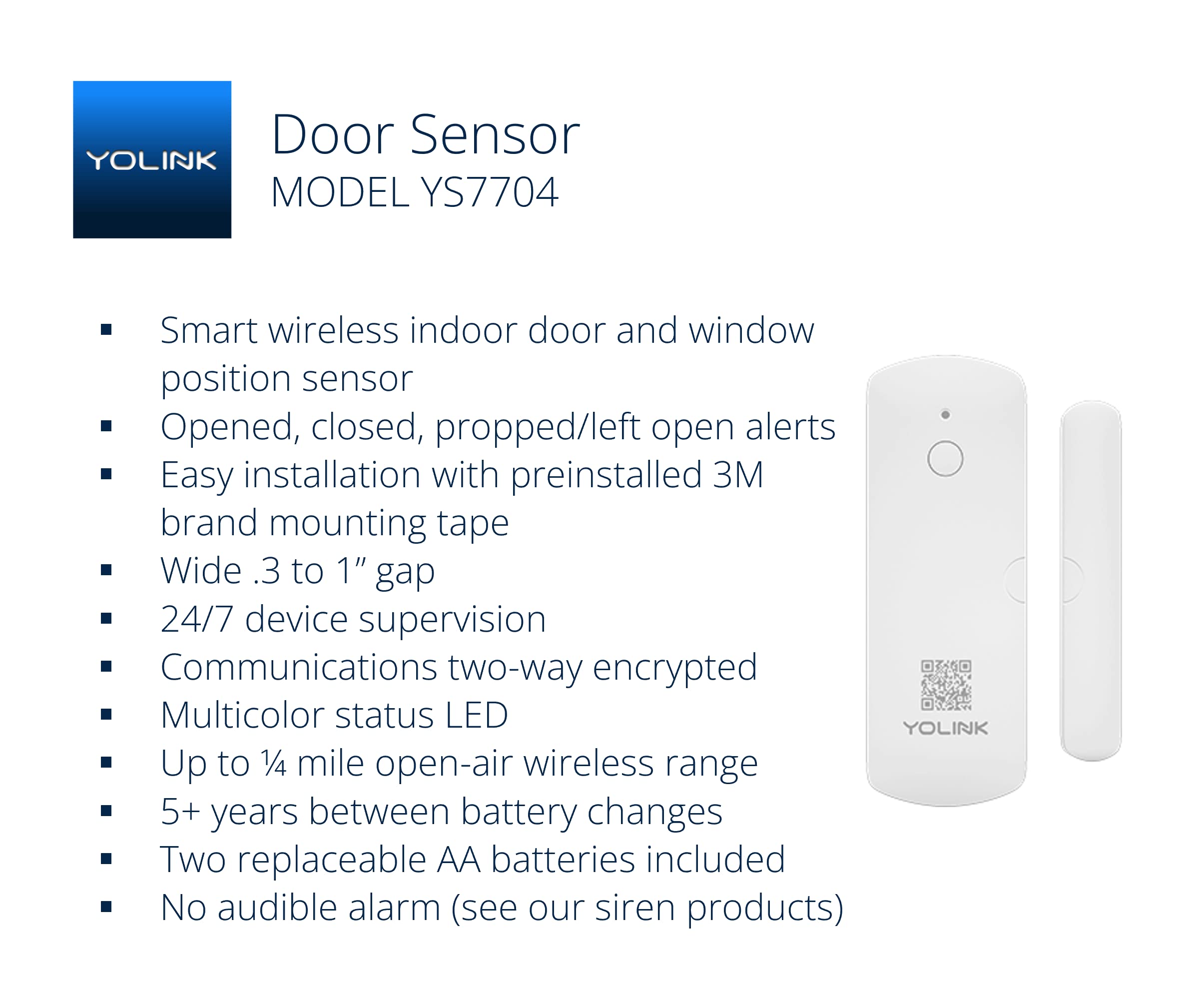 Smart Window Door Sensor, YoLink 1/4 Mile Long Range Wireless Door Sensor Works with Alexa IFTTT, Smartphone Monitoring App Alerts Open Reminder, Alexa, IFTTT, Home Assistant, YoLink Hub Required