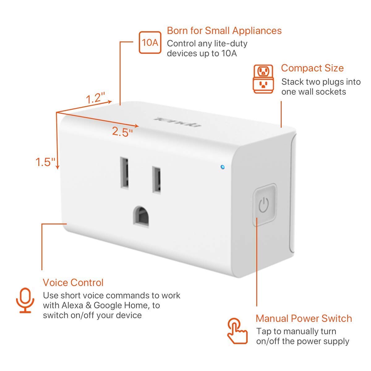 Tenda Beli Smart Plug, Mini Smart WiFi Outlet Works with Alexa Echo & Google Home | No Hub Required | App Remote Control
