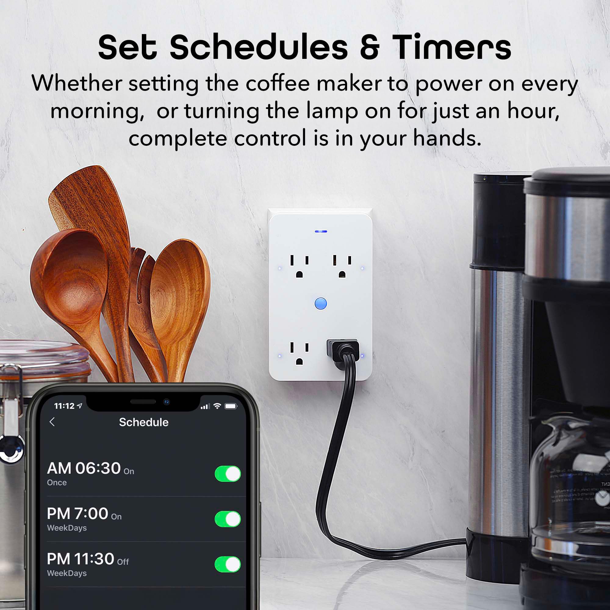 Geeni Smart Wi-Fi 4 Outlet Plug with Surge Protection, – No Hub Required – Compatible with Alexa, Google Home, White – 1-Pack