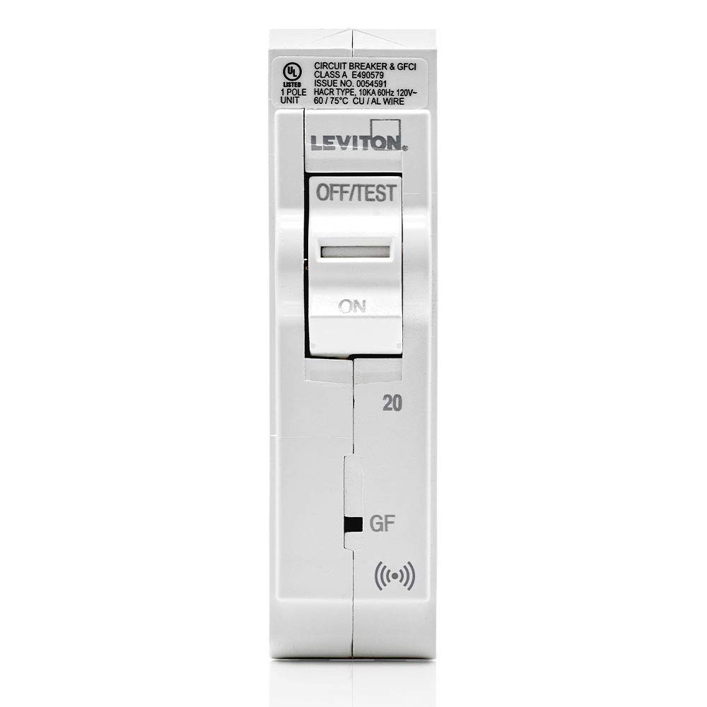Leviton LB120-DS 20A 1-Pole Plug-On Smart AFCI/GFCI Branch Circuit Breaker, Hydraulic Magnetic, 120 VAC, White