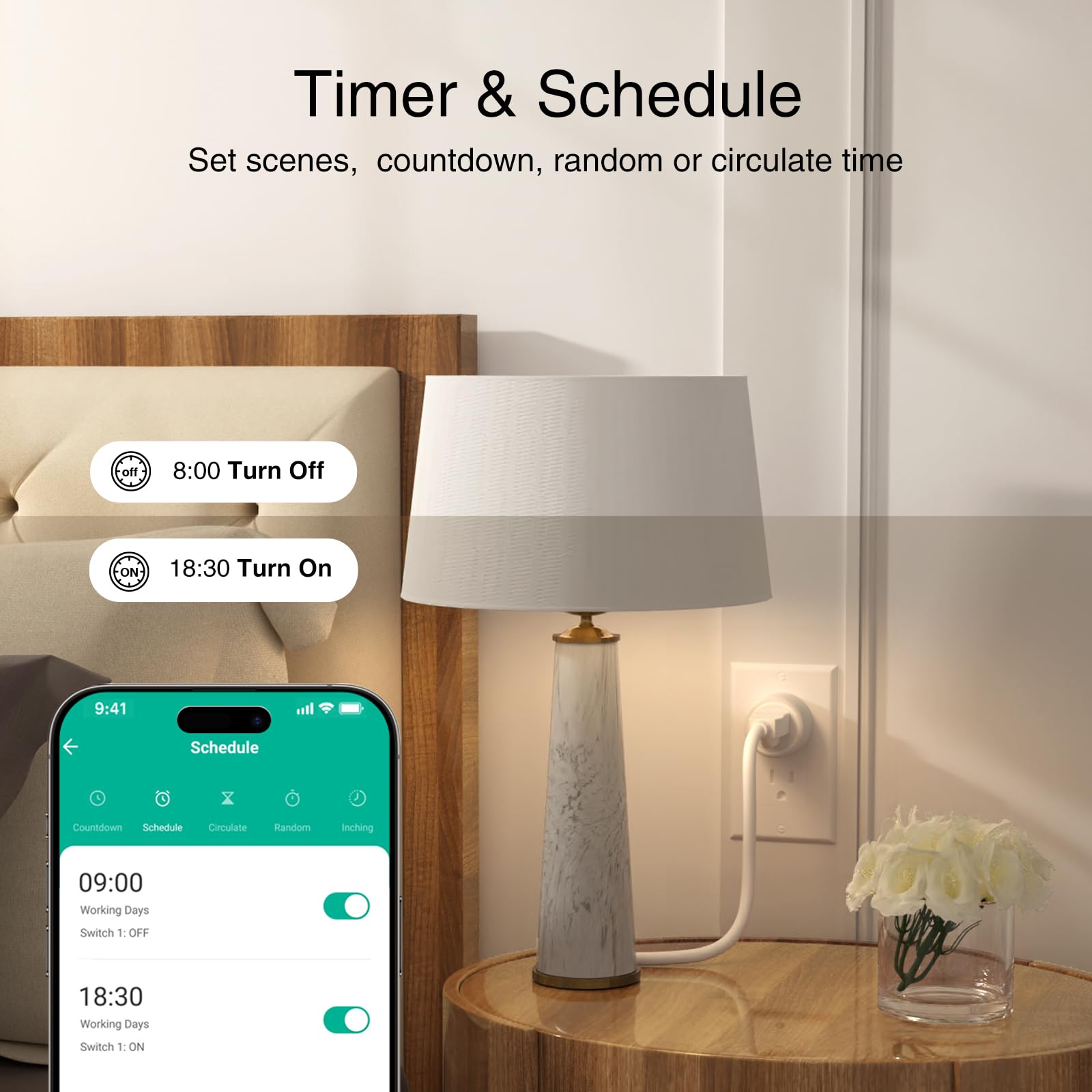 GHome Smart Smart Plug,15A Wi-Fi Plug Compatible with Alexa and Google Home, Mini Outlet Socket Remote Control with Schedule Timer Function, Only for 2.4GHz Network, No Hub Required (4 Pack)