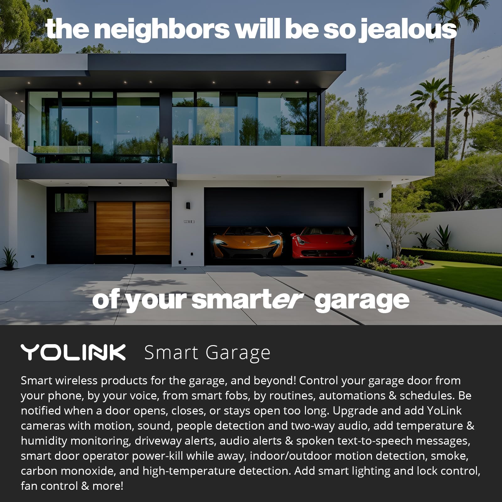Garage Door Kit, YoLink 1/4 Mile World's Longest Range Garage Door Sensor and Controller Compatible with Alexa IFTTT, Garage Door Opener App Remote Control Open Close Notification, YoLink Hub Required