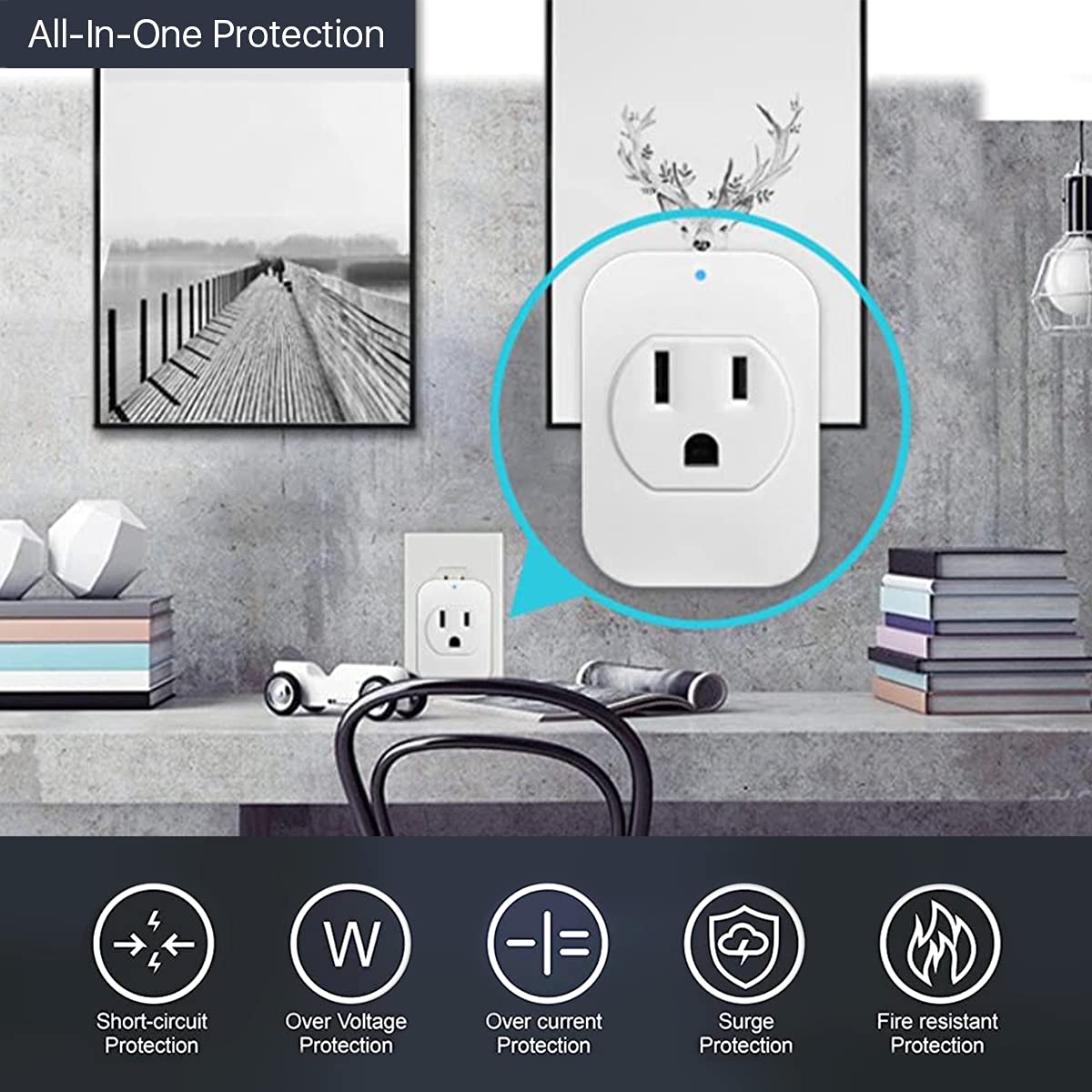 eco4life Smart Outlet, Mini Wifi Plug, Work with Alexa, Google Home, No Hub Needed, App Remote Control, Set Timer, UL certified (3 pack)