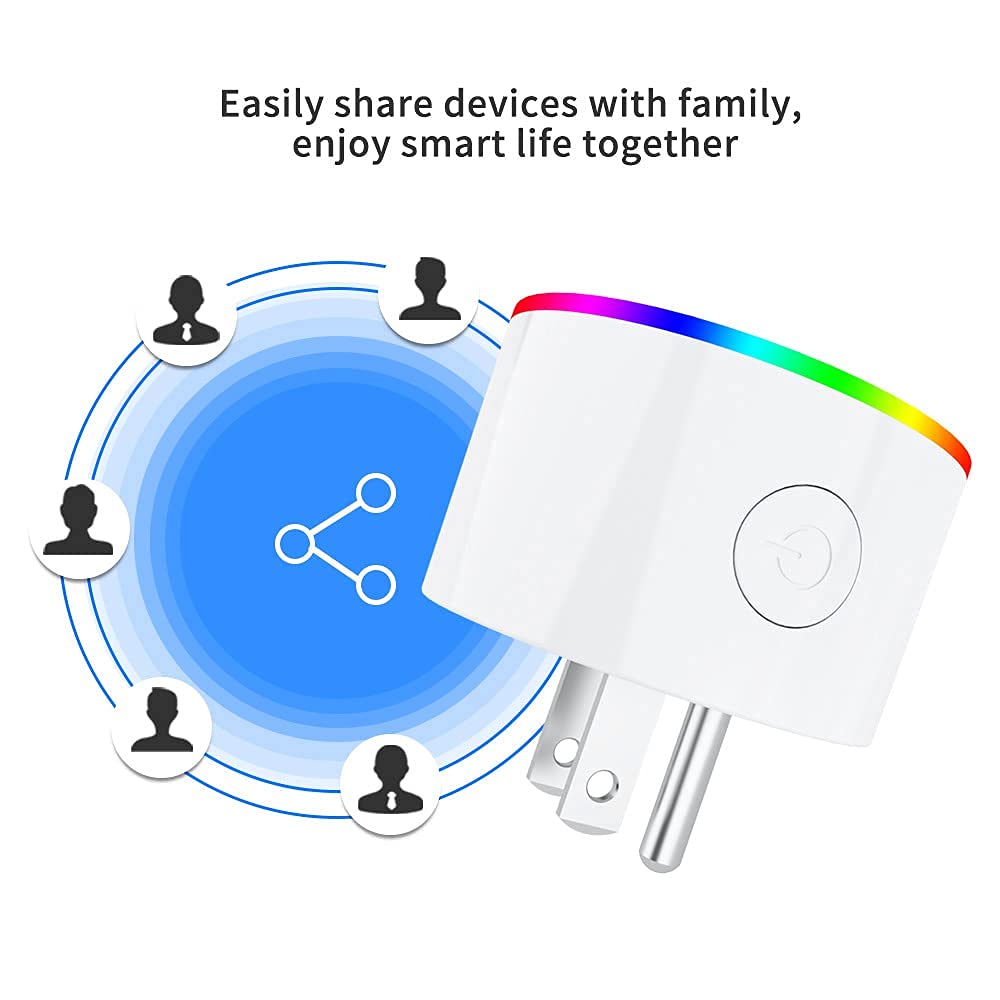 WiFi Smart Plug with Socket tuya Smart Life app Remote Control Outlet Compatible with Alexa and Google Home dimmable RGB LED Night Light