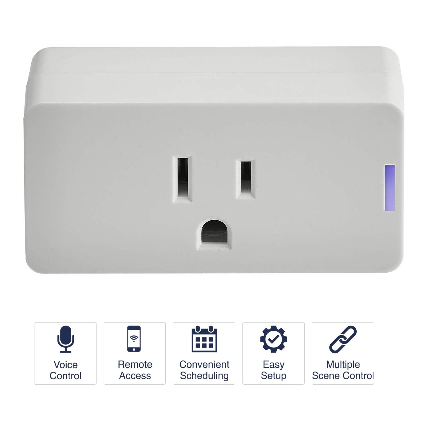 NSi Industries TORK WFIP1 Smart Plug - Indoor Standard Wi-Fi 3-Prong Single Outlet Plug - Compatible with Alexa and Google Assistant - Remote Access with Smartphone/Tablet App - No Hub Required