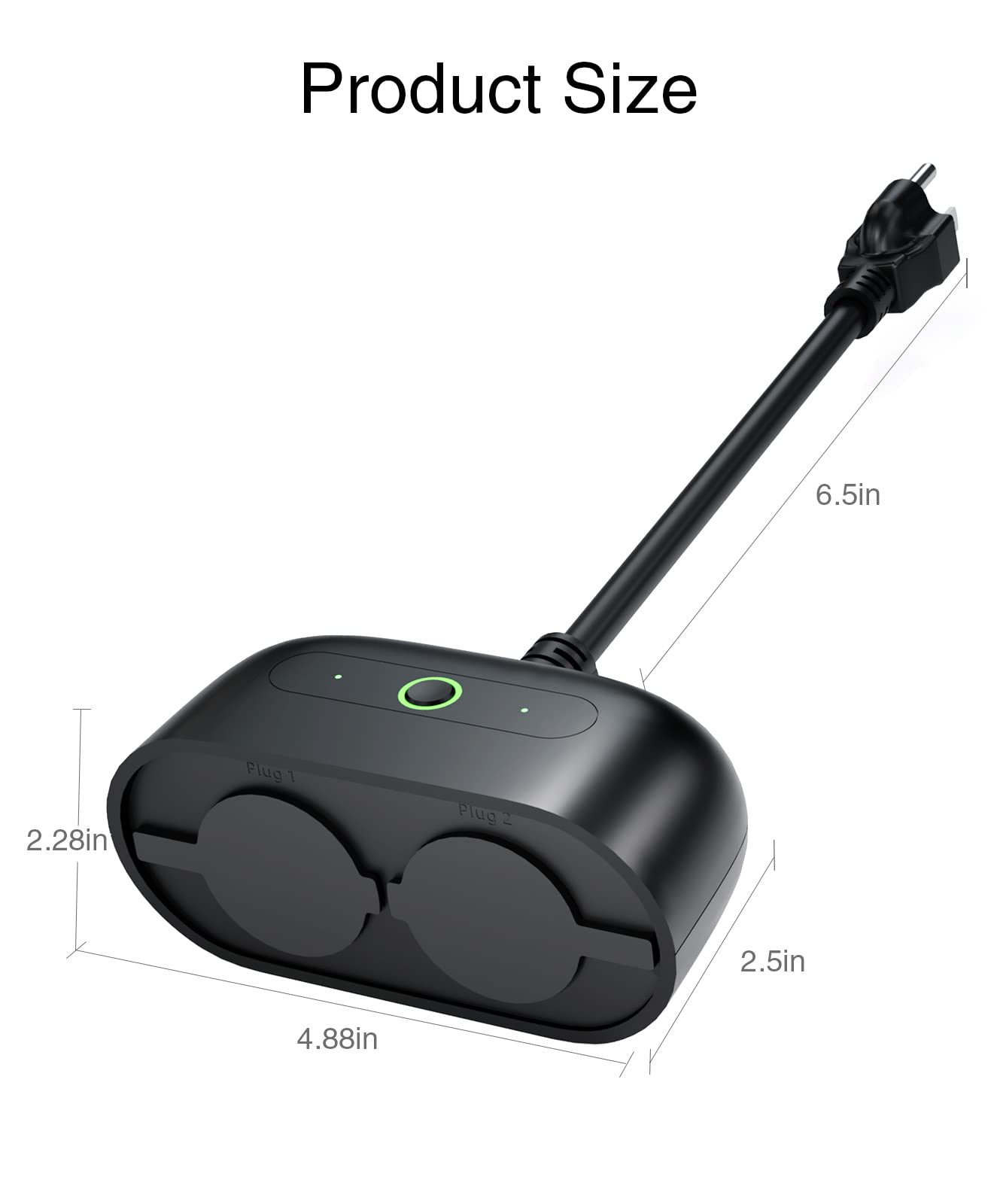OHMAX Outdoor Smart Plug, Wi-Fi Outlet Timer Works with Alexa Google Assistant, IPX4 Weatherproof, App Control, Smart Home Plug for String Lights Christmas Decor, FCC, 2.4GHz Wi-Fi Only, 15A/1800W