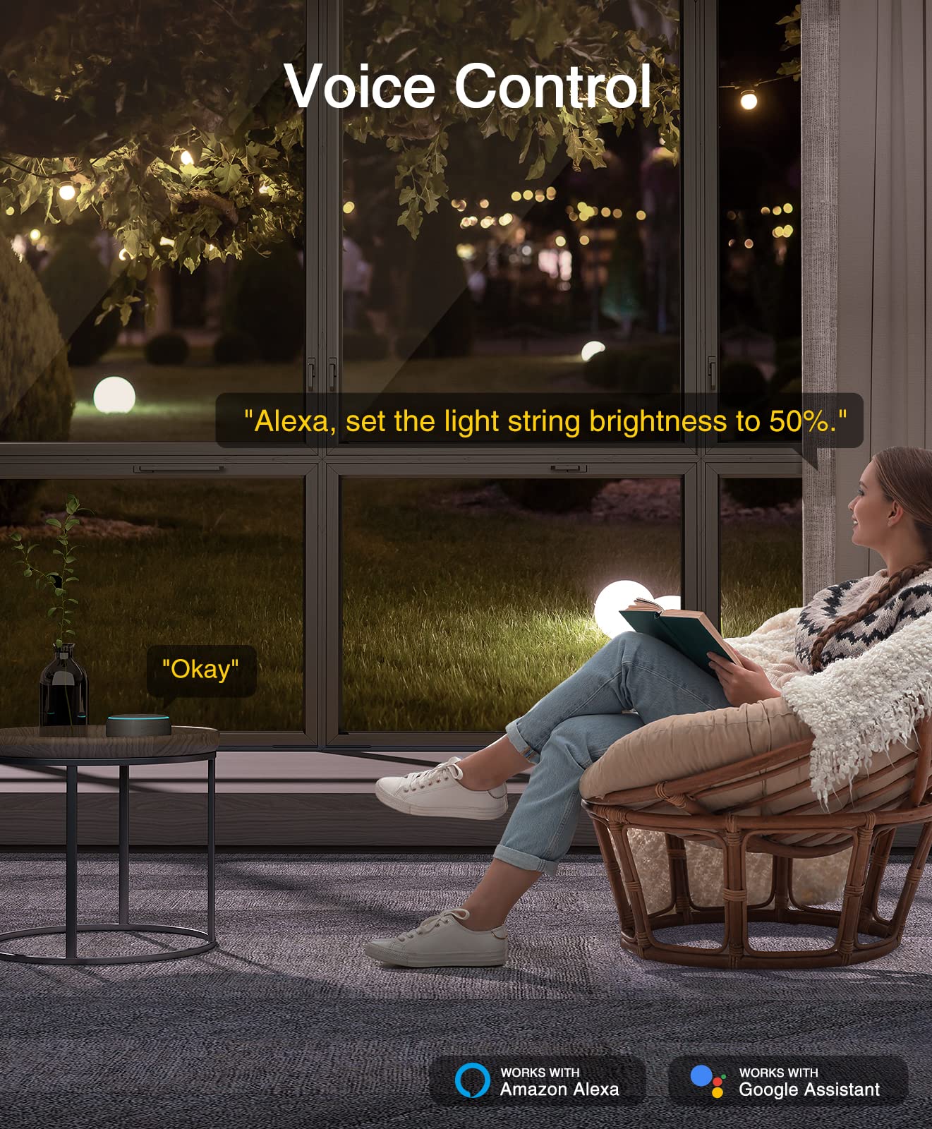 GHome Smart Outdoor Plug Dimmer, WiFi Outlet Timer Works with Alexa Google Assistant, IPX4 Weatherproof Plug-in Dimmer for Outdoor String Lights Decorations, No Hub Required, 2.4GHz WiFi Only