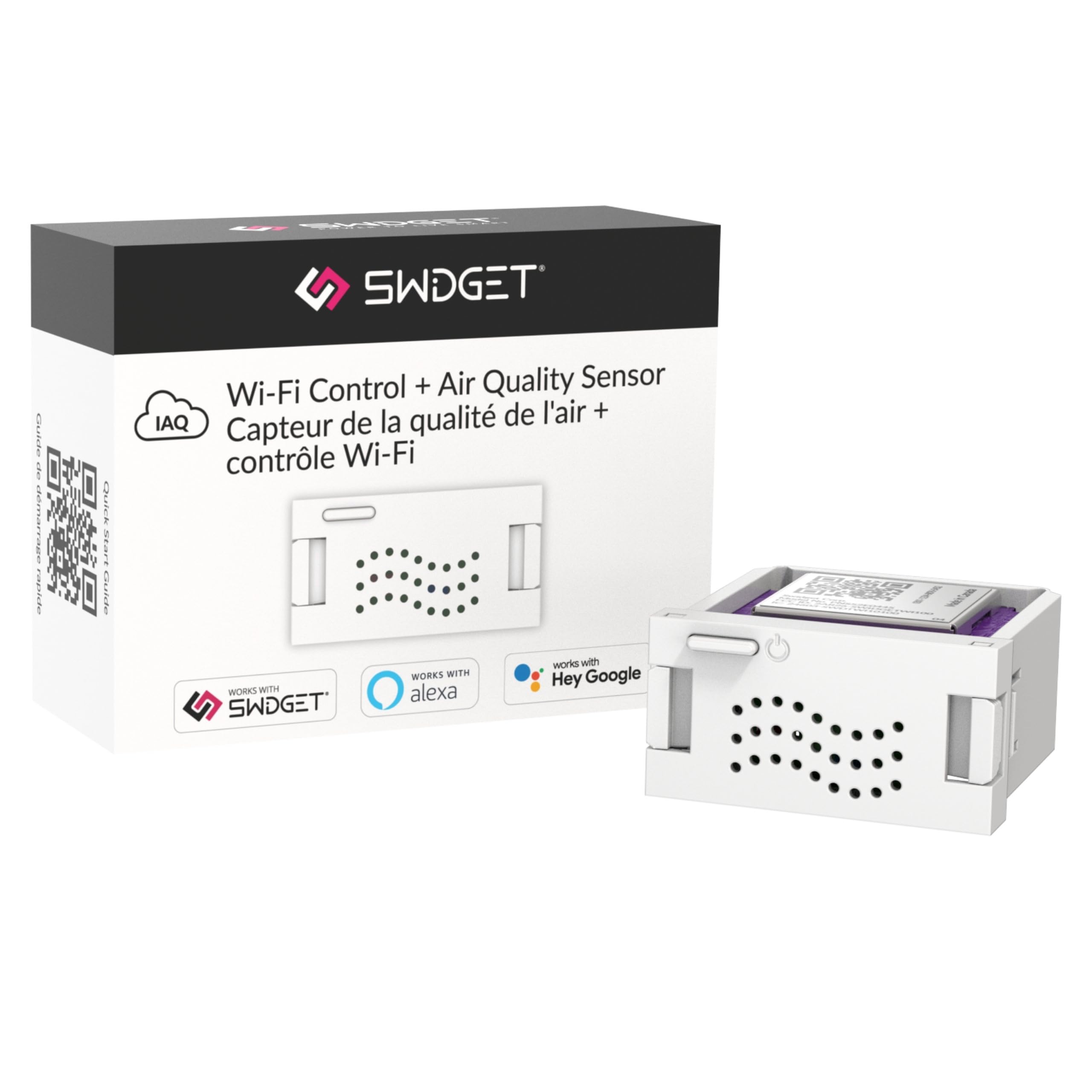 Swidget Air Quality + Wi-Fi Control Insert - Works with Swidget Outlets and Switches (sold separately) to measure temperature, humidity, air pressure & total VOCs used to calculate air quality & CO2