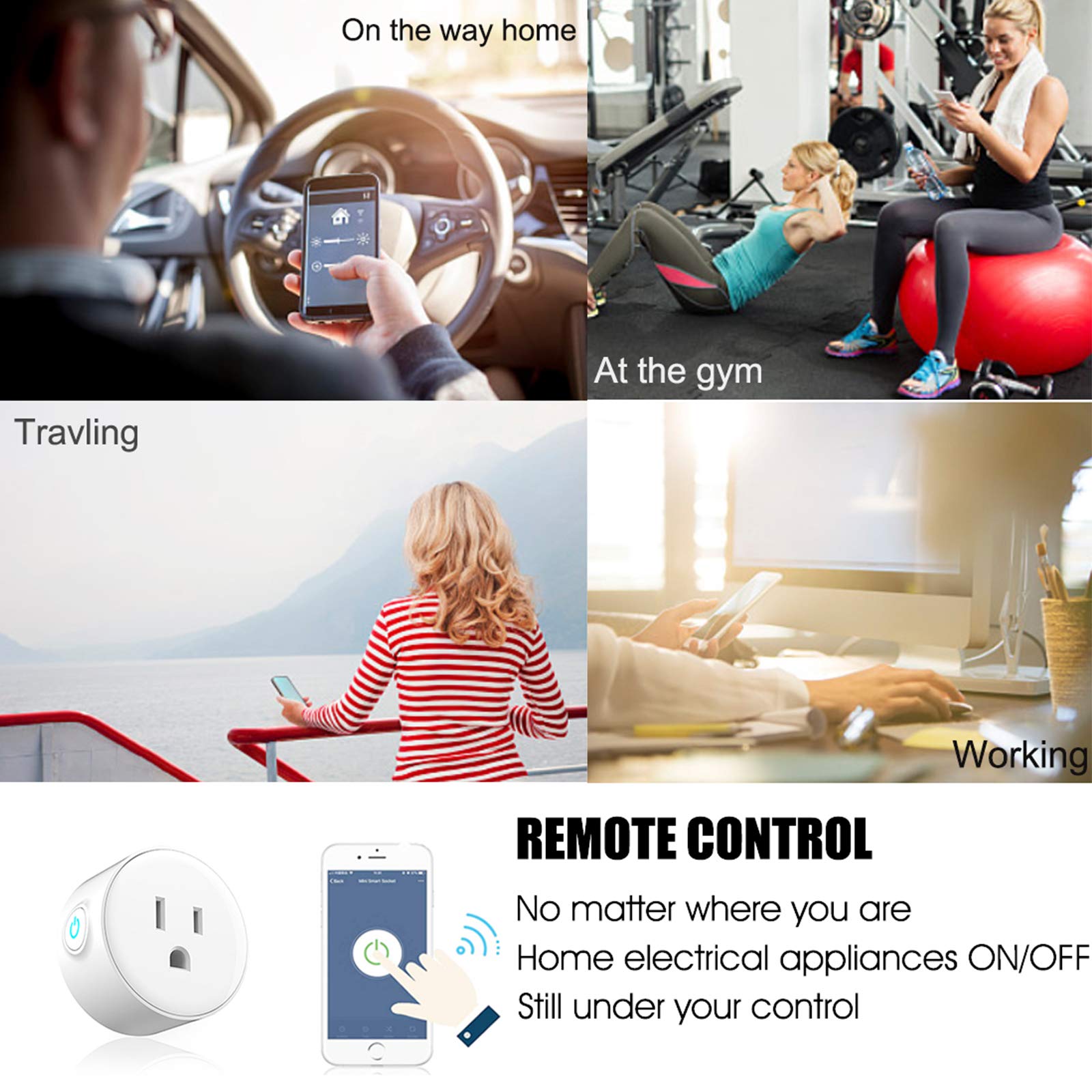 WOOSTAR WIFI Smart Plugs, Mini WiFi Outlet Compatible with Alexa, Google Assistant for Voice Control, No Hub Required, WiFi Enabled Remote Control, Timer Function-4 Pack
