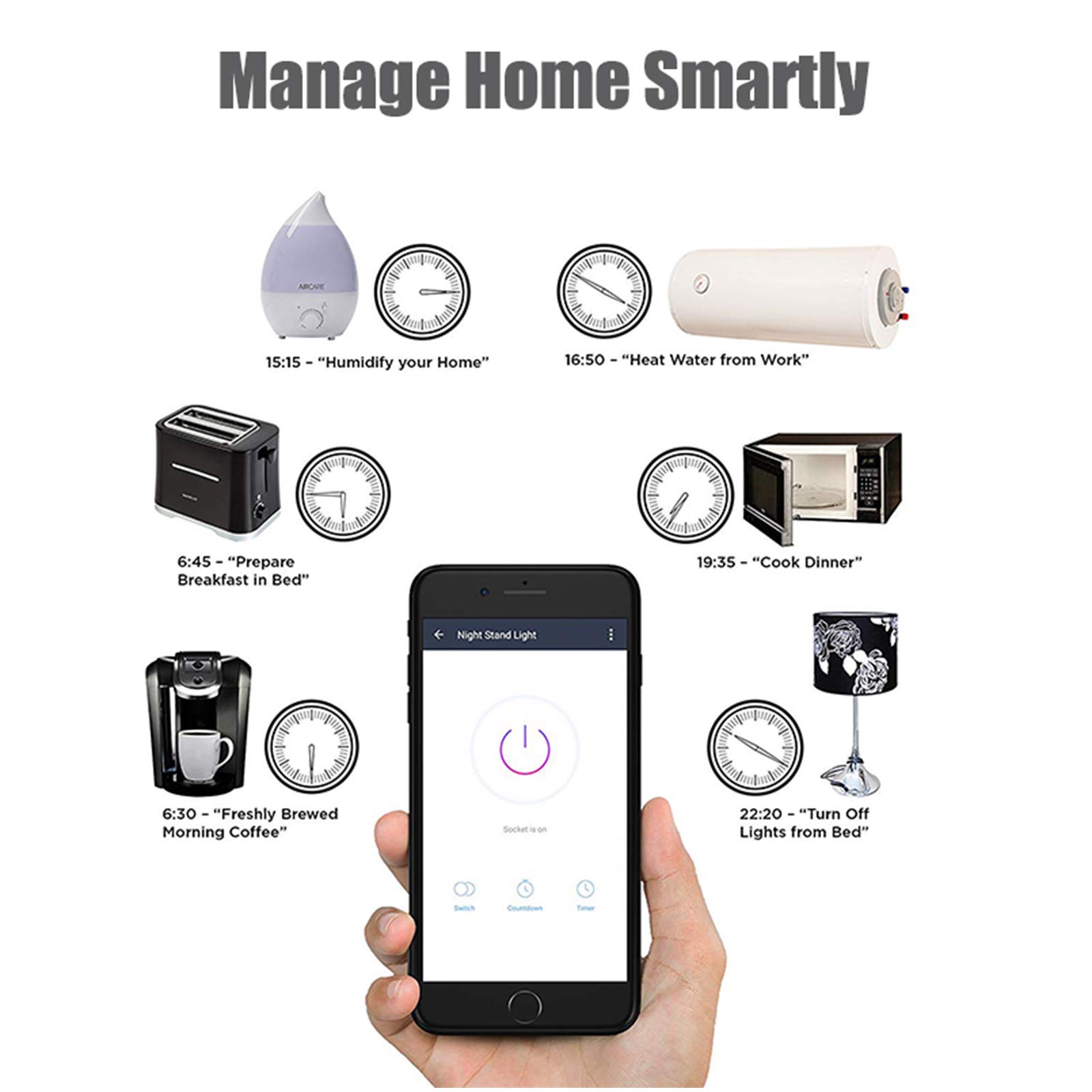 WOOSTAR WIFI Smart Plugs, Mini WiFi Outlet Compatible with Alexa, Google Assistant for Voice Control, No Hub Required, WiFi Enabled Remote Control, Timer Function-4 Pack