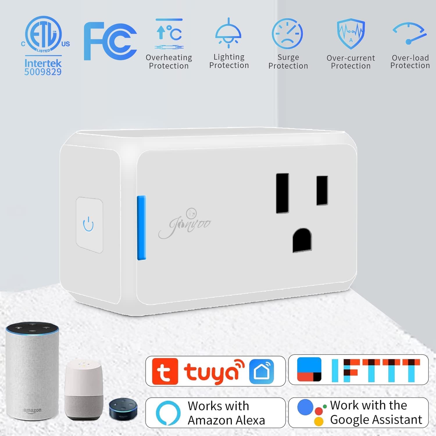 WiFi Smart Plug cETL Listed FCC Certified, Wi-Fi Outlet Compatible with Alexa, Echo and Google Home &IFTTT, No Hub Required, Remote Control,