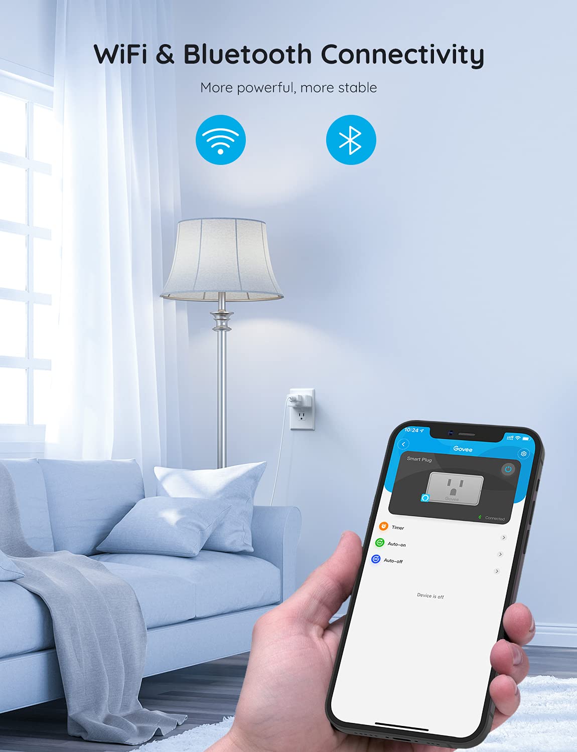 Govee Smart Plug, WiFi Bluetooth Outlets 2 Pack Work with Alexa and Google Assistant Bundle with Govee Smart Plug, WiFi Plugs Work with Alexa & Google Assistant, Smart Outlet with Timer & Group