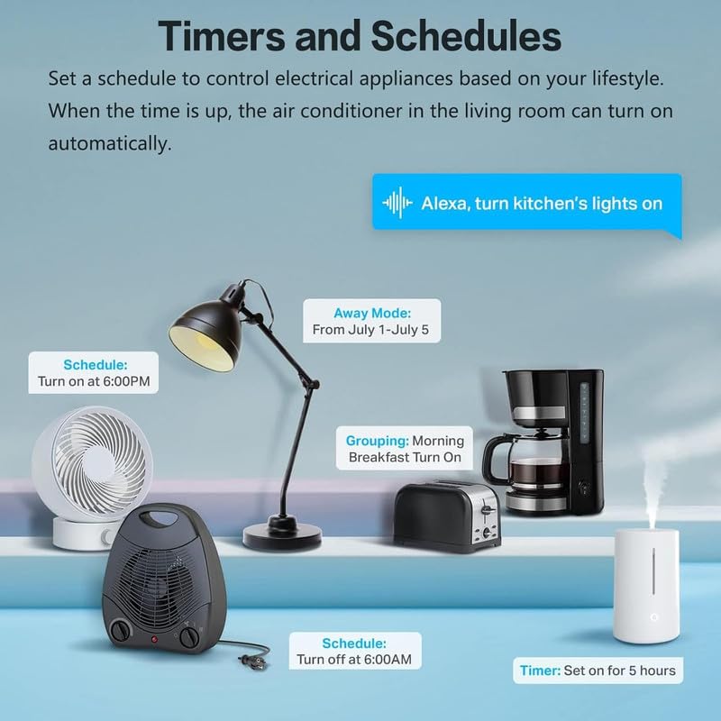 4pack Smart Plug Wireless Mini Outlet with Schedule,Remote Control Your Devices,Occupies Only One Socket, Compatiable with Alexa Echo Google Home Assistant, Christmas Light Socket Timing Function
