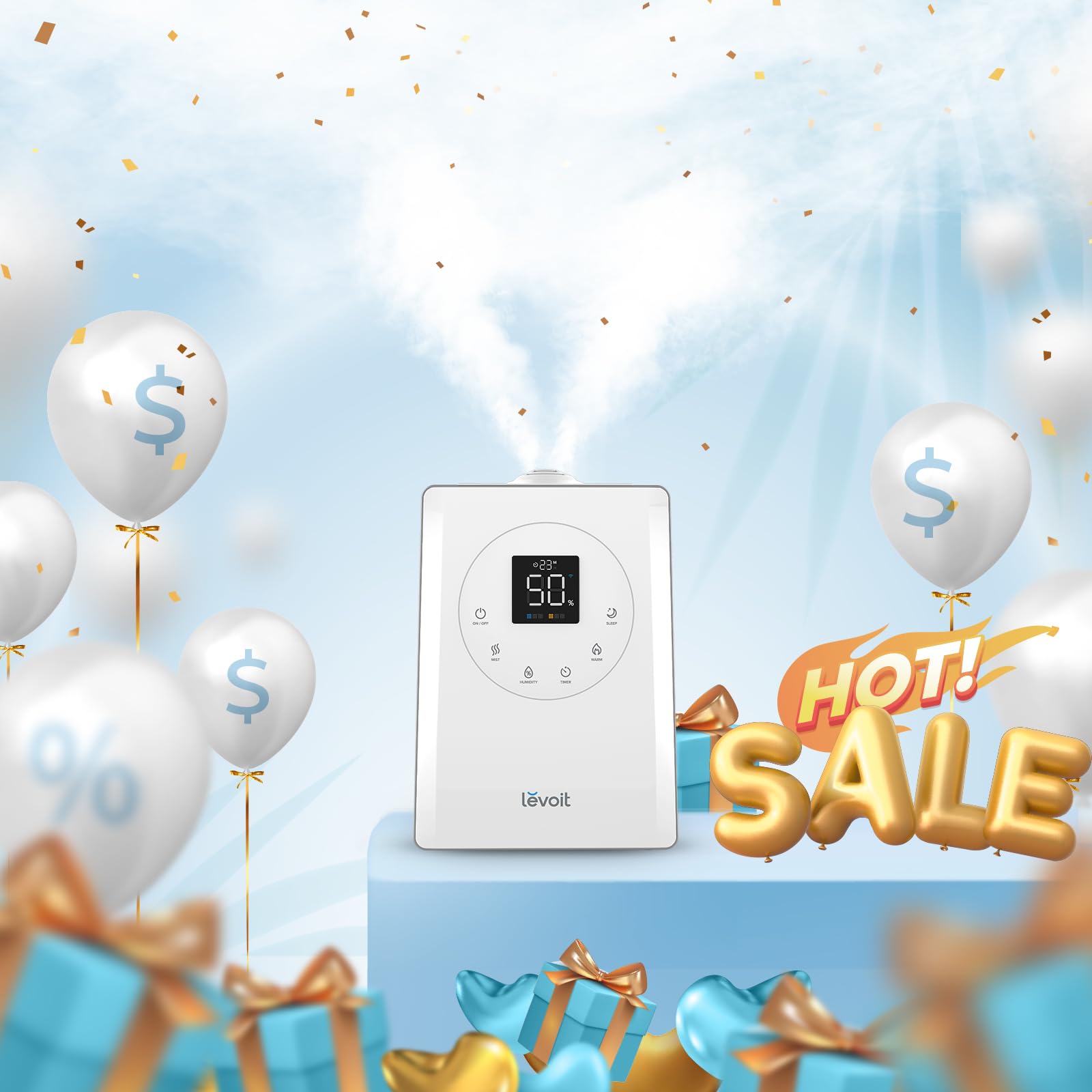 LEVOIT LV600S Humidifiers for Bedroom Large Room Home, 6L Warm and Cool Mist Top Fill Ultrasonic Air Vaporizer, Smart App & Voice Control, Quickly Humidify Whole House up to 753 sq.ft, Sleep Mode