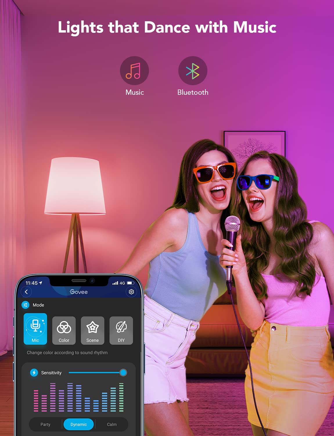 Govee Smart Light Bulbs, WiFi & Bluetooth LED Light Bulbs, RGBWW Color Changing Light Bulbs, 54 Dynamic Scenes, Music Sync, 16 Million DIY Colors Dimmable, Work with Alexa & Google Assistant, 2 Pack