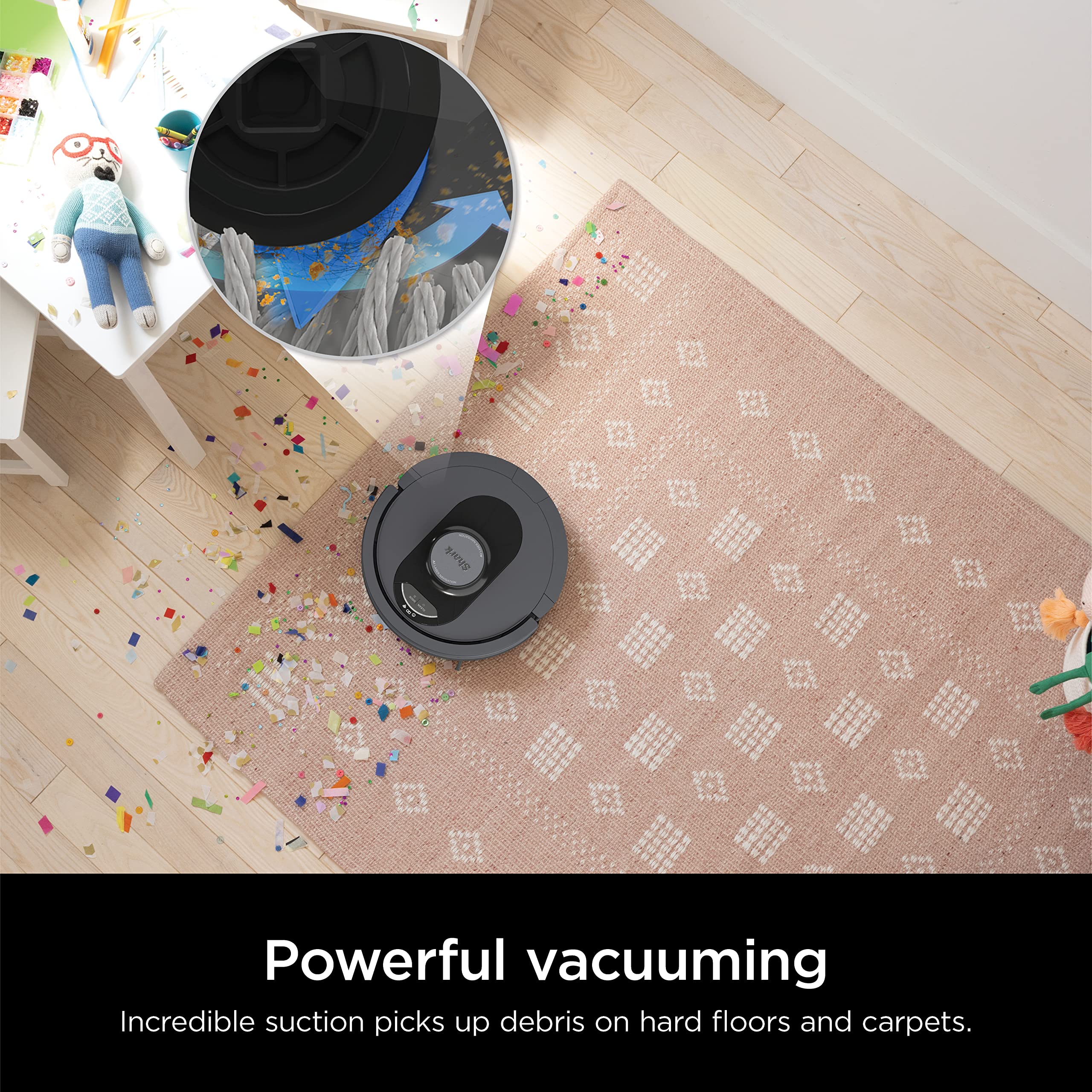 Shark AV2501S AI Robot Vacuum with HEPA Self-Empty Base, Bagless, 30-Day Capacity, LIDAR Navigation, Perfect for Pet Hair, Compatible with Alexa, Wi-Fi Connected, Black