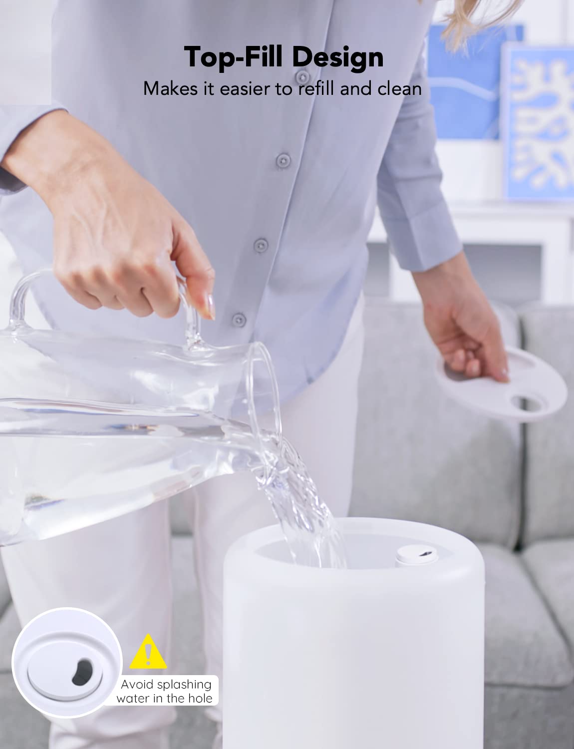 Govee Smart WiFi Humidifiers for Bedroom, Top Fill Cool Mist Humidifiers for Baby and Plants, Work with Alexa, Auto Humidity Adjustment, 24 dB Super Quiet, Essential Oil Diffuser, 24H Timer, 3L
