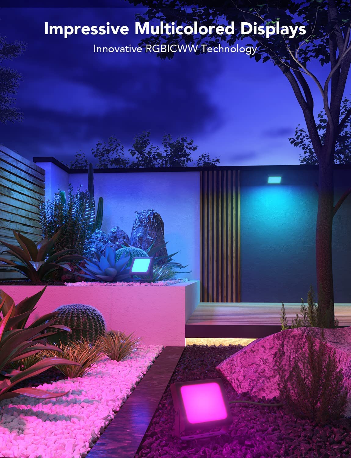 Govee Outdoor Lights, Flood Lights Uplight 2 in 1, LED Landscape Lighting, 35 Scene Modes, 4 Music Modes, Smart Color Changing IP65 Waterproof, App Control, Patio Lights, Garden Yards Walls, 4 Pack