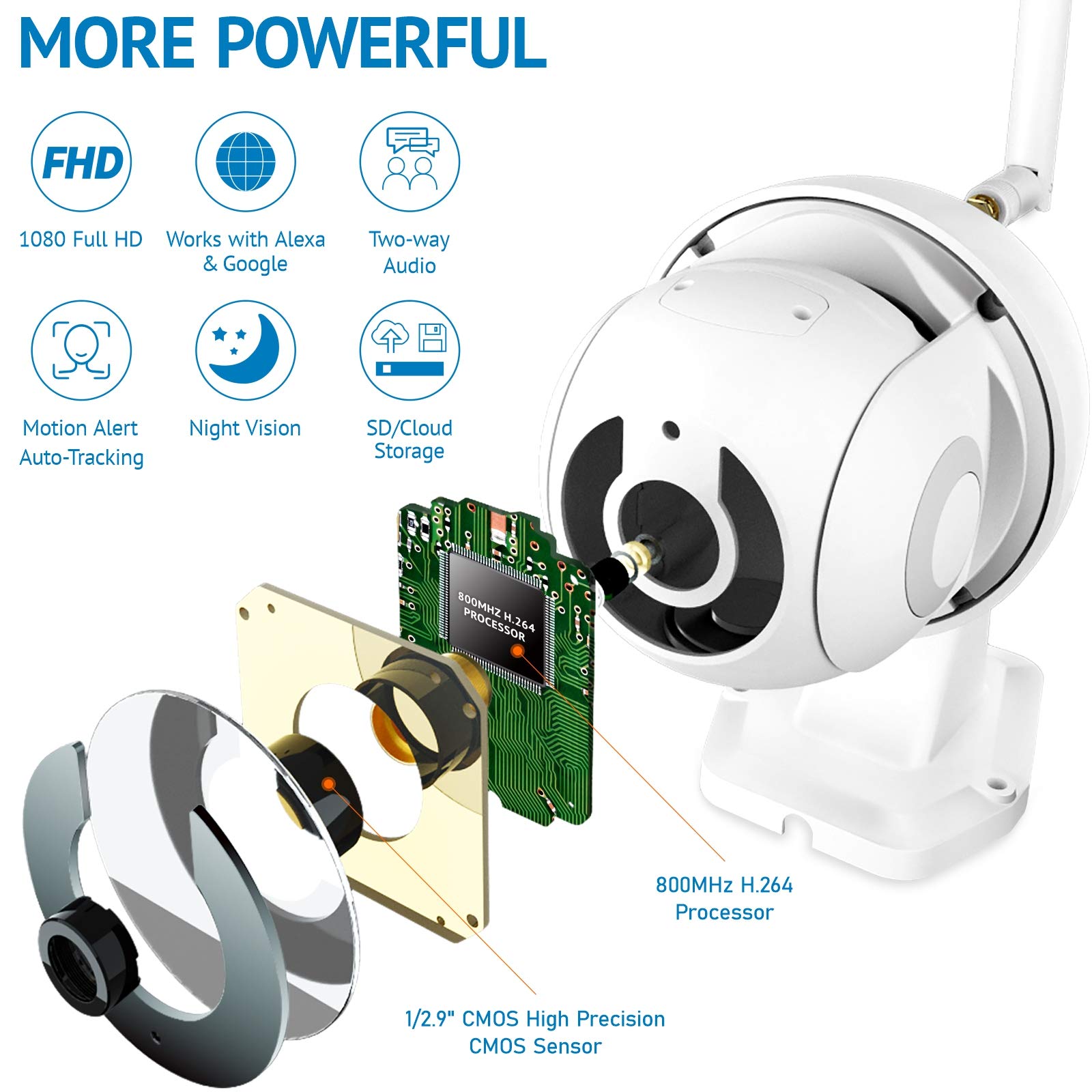 4MP Security Camera Outdoor Wired Starlight Color Night Vision, LaView 2K Cameras for Home Security AI Human Detection & Auto Tracking, IP65 Outdoor Camera 2-Way Audio, US Cloud, Compatible with Alexa
