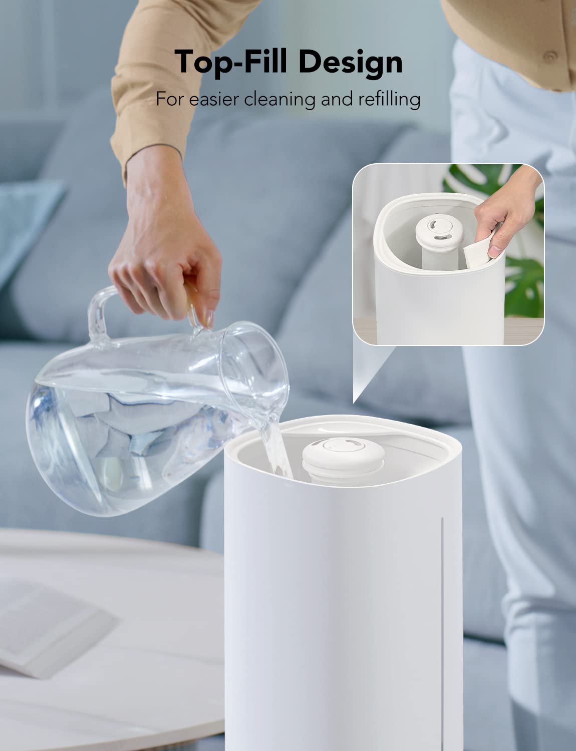 Govee 6L Smart WiFi Humidifiers for Bedroom Large Room Plants, Top Fill Cool Mist Humidifier with App Control, Auto Mode with Sensor, Essential Oil Diffusers and Night Light, Works with Alexa