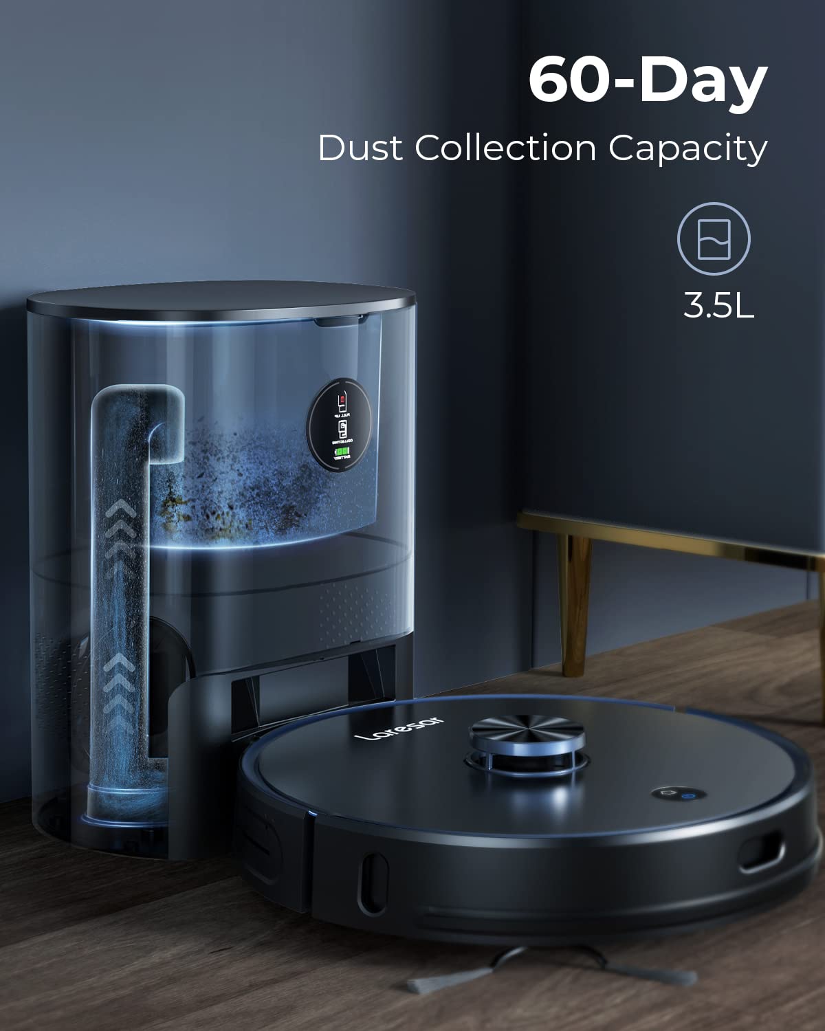 Laresar Robot Vacuum and Mop with Auto Dirt Disposal, Max 3500pa Suction, App Control, Editable Map, Lidar Navigation Smart Mapping, Works with Alexa, L6 Pro Robot Vacuum Cleaner Ideal for Pet Hair