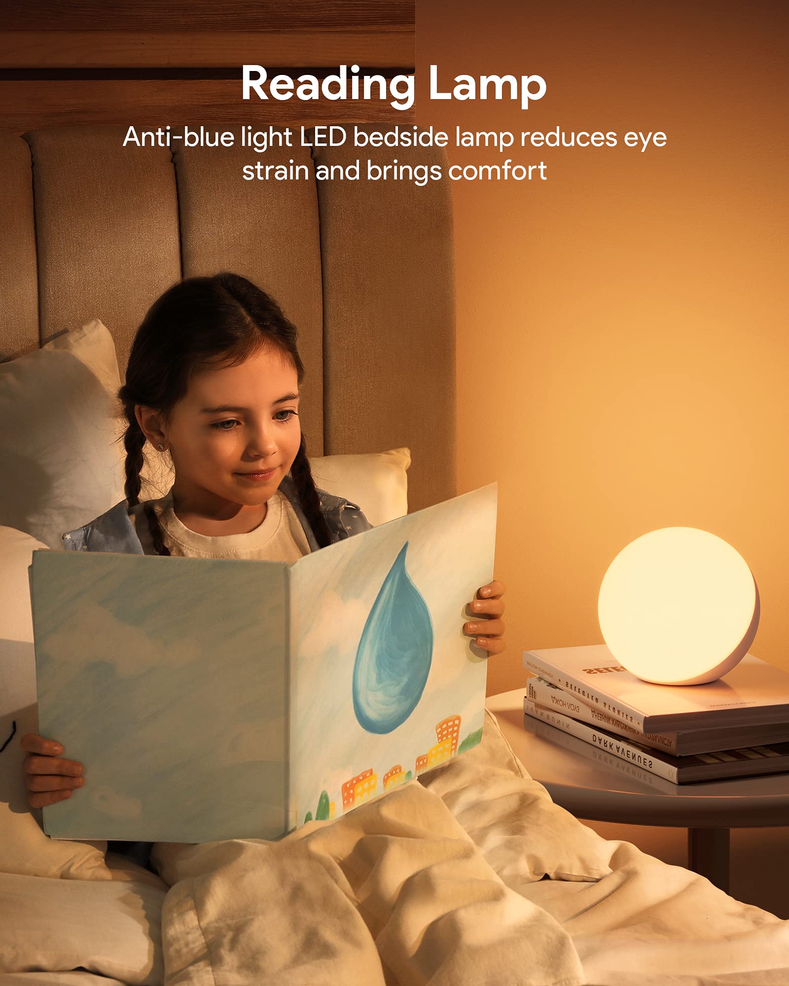 Hifree Touch Night Light, RGB Color Changing Small Table Lamp for Bedroom, Dimmable Bedside Lamp for Kids, LED Touch Control Warm & White Nightstand Lamp with Memory Function