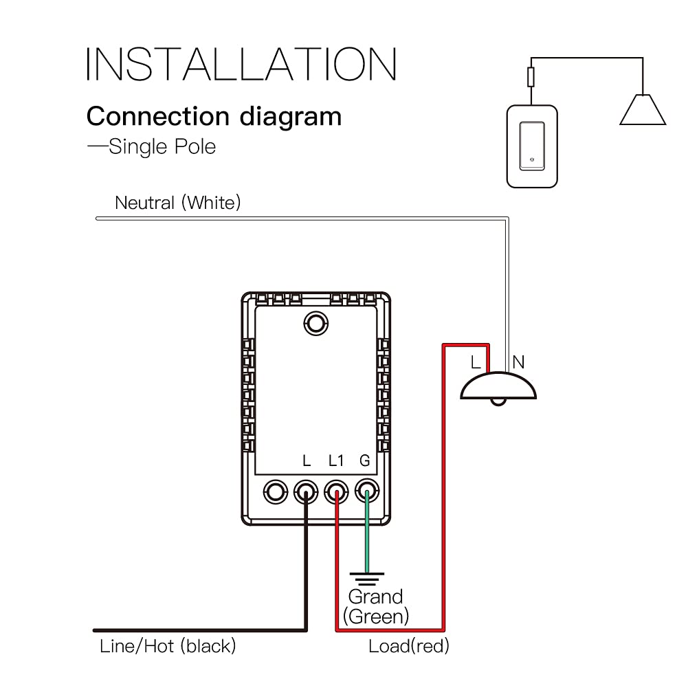 MOES WiFi Smart Light Switch No Neutral Wire, No Capacitor, No hub Required Single Live Wire Push Button, Tuya Smart Life App Remote Control Work with Alexa and Google Home, White Minimum 7W