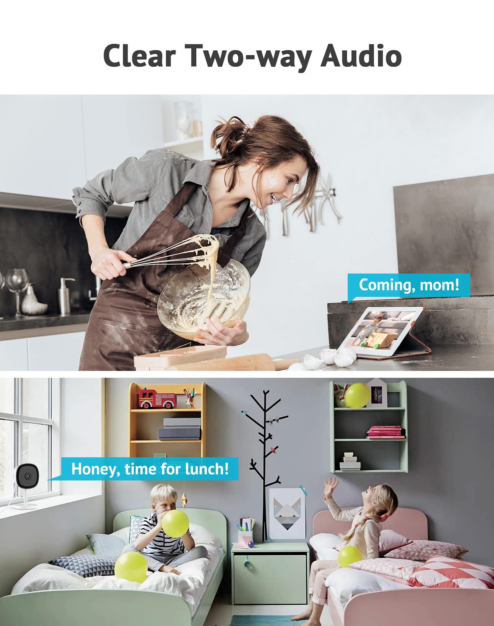 LaView 3MP Cameras for Home Security,2K Indoor Security Camera for Baby/Elder/Pet with Clear Night Vision,24/7 Live Video,Motion Detection,2 Way Audio,US Cloud/SD Card Storage,Compatible with Alexa