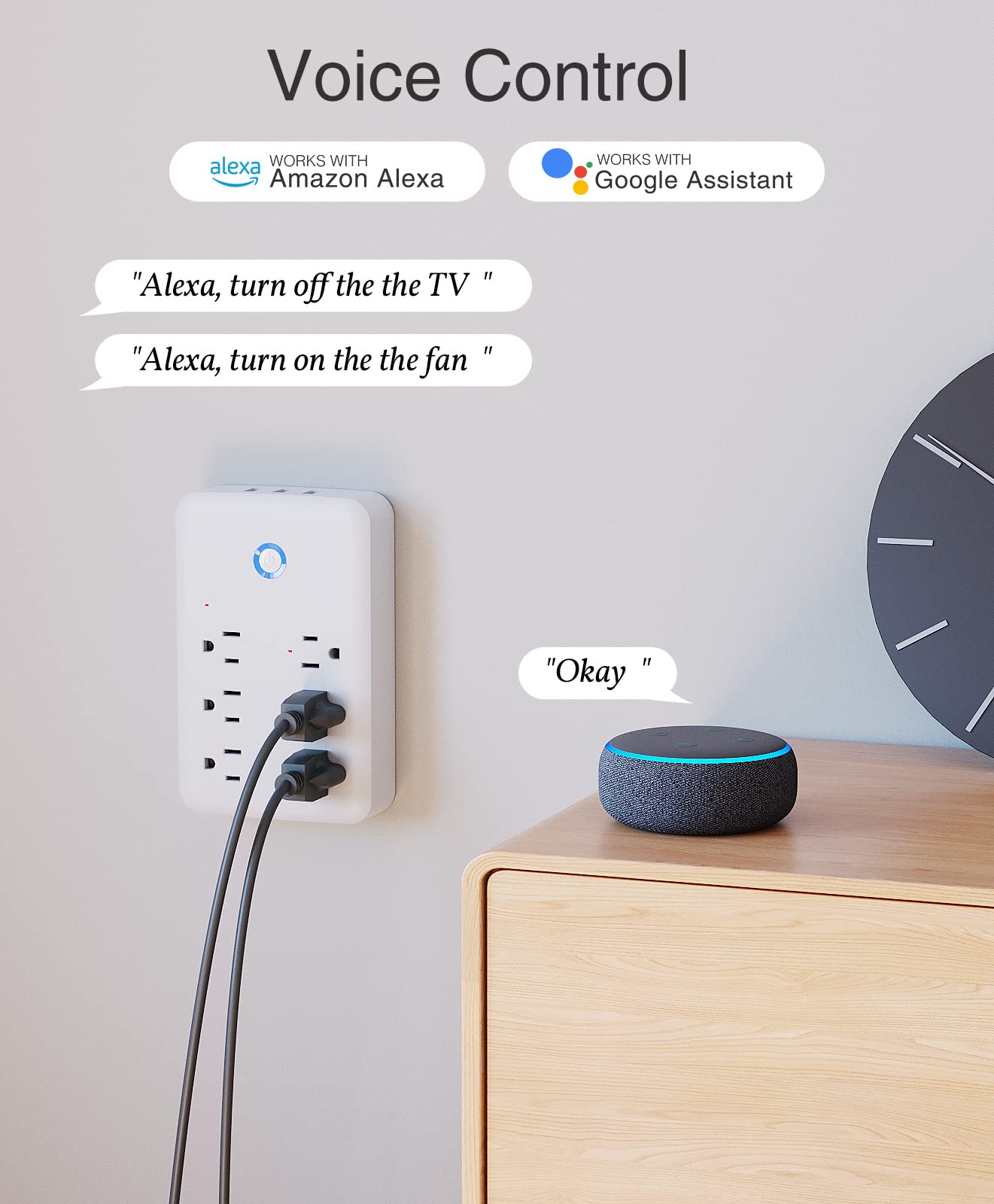 GHome Smart Plug Outlet Extender, USB Surge Protector 3 Individually Controlled Outlets and 3 USB Ports, WiFi Plug Works with Alexa Google Home, Outlet Timer Wall Adapter, 2.4GHz Wi-Fi Only, 15A/1800W