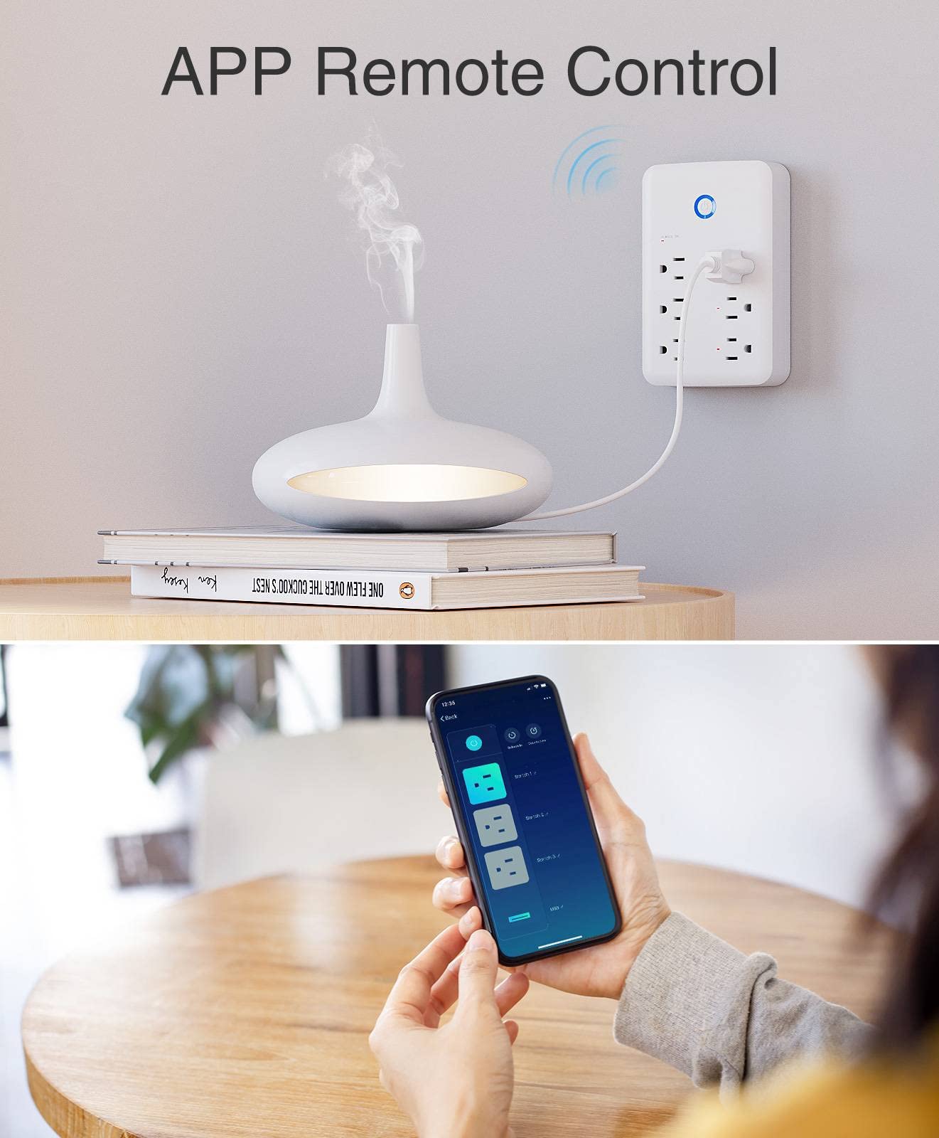 GHome Smart Plug Outlet Extender, USB Surge Protector 3 Individually Controlled Outlets and 3 USB Ports, WiFi Plug Works with Alexa Google Home, Outlet Timer Wall Adapter, 2.4GHz Wi-Fi Only, 15A/1800W