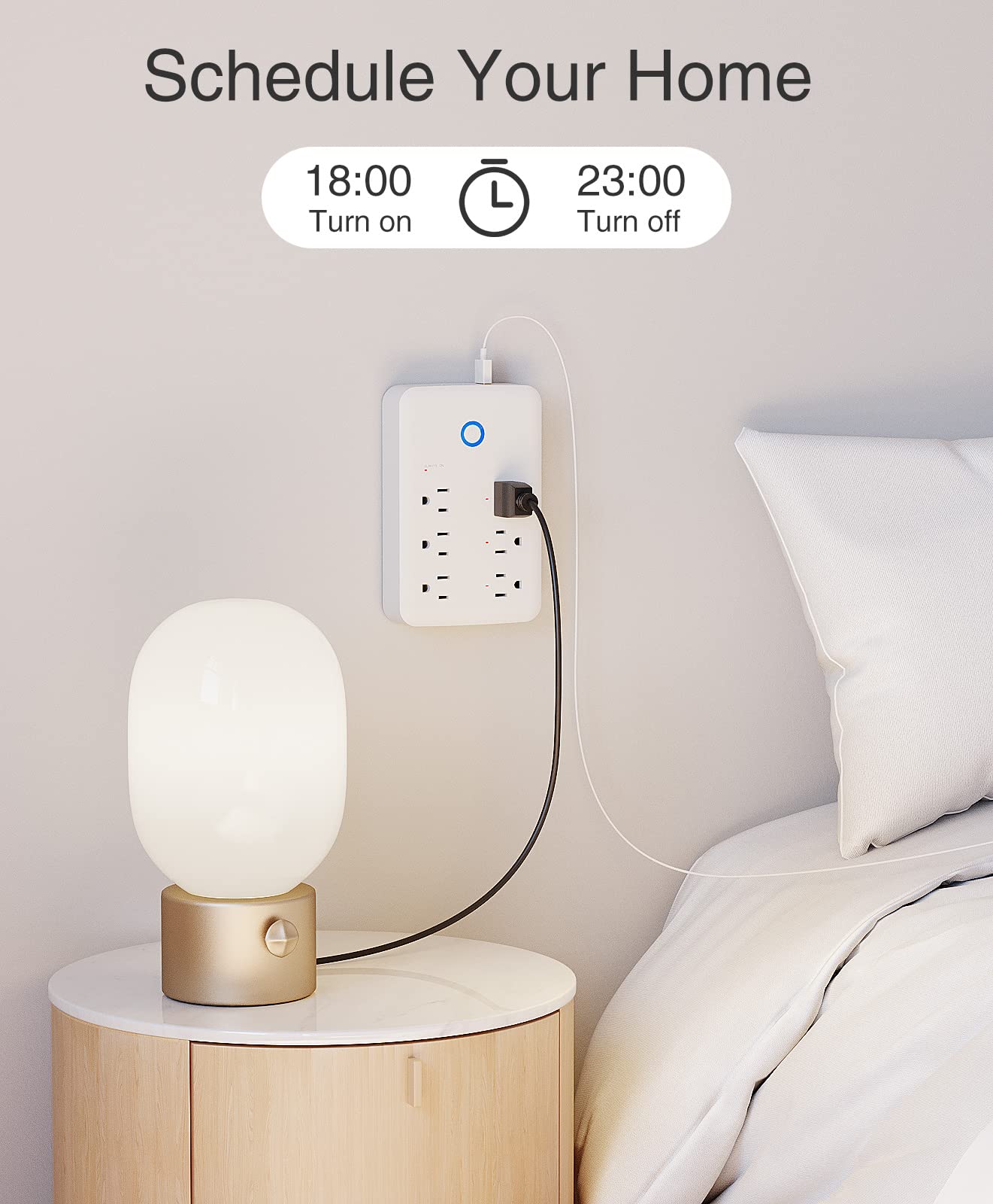 GHome Smart Plug Outlet Extender, USB Surge Protector 3 Individually Controlled Outlets and 3 USB Ports, WiFi Plug Works with Alexa Google Home, Outlet Timer Wall Adapter, 2.4GHz Wi-Fi Only, 15A/1800W