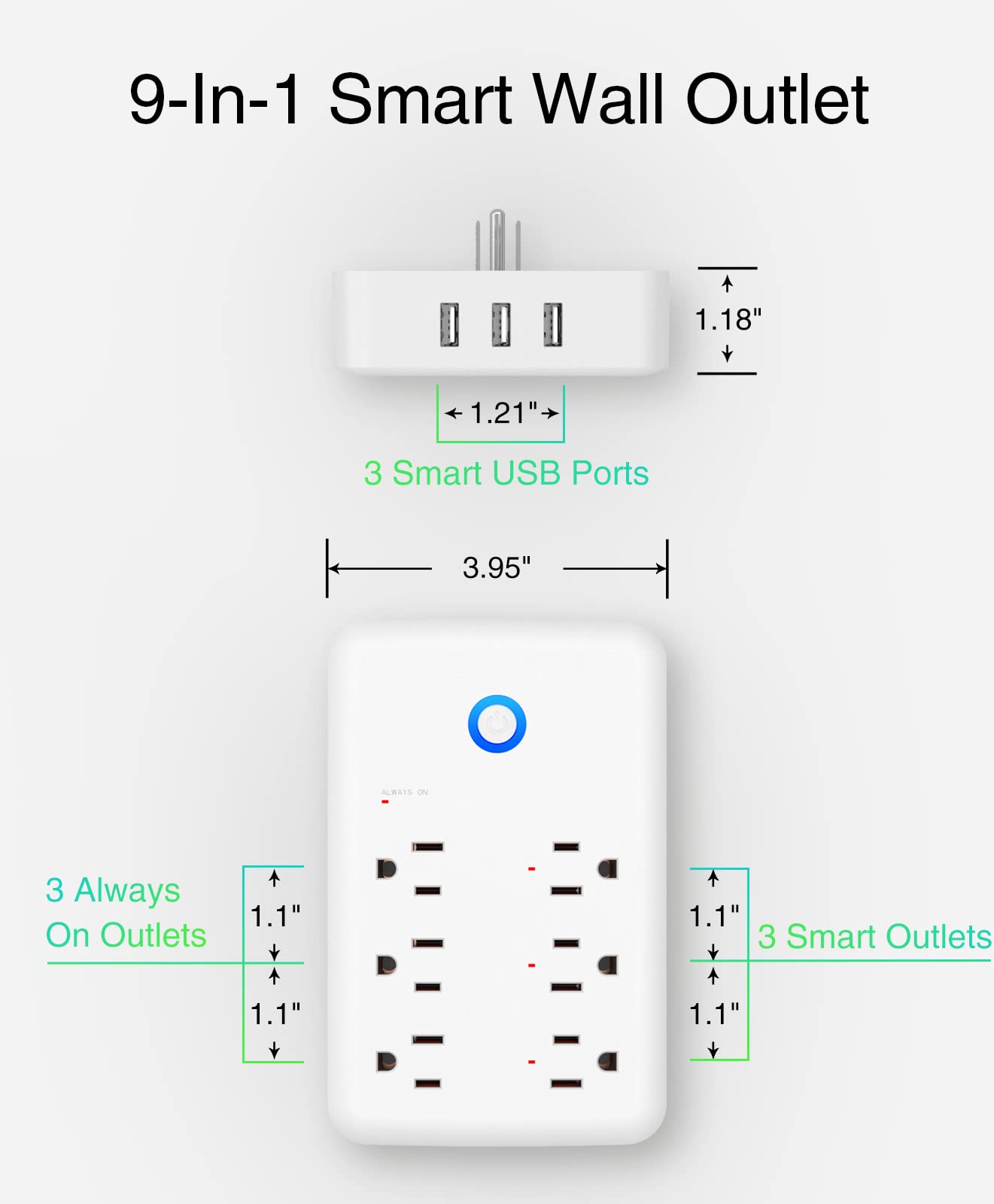 GHome Smart Plug Outlet Extender, USB Surge Protector 3 Individually Controlled Outlets and 3 USB Ports, WiFi Plug Works with Alexa Google Home, Outlet Timer Wall Adapter, 2.4GHz Wi-Fi Only, 15A/1800W