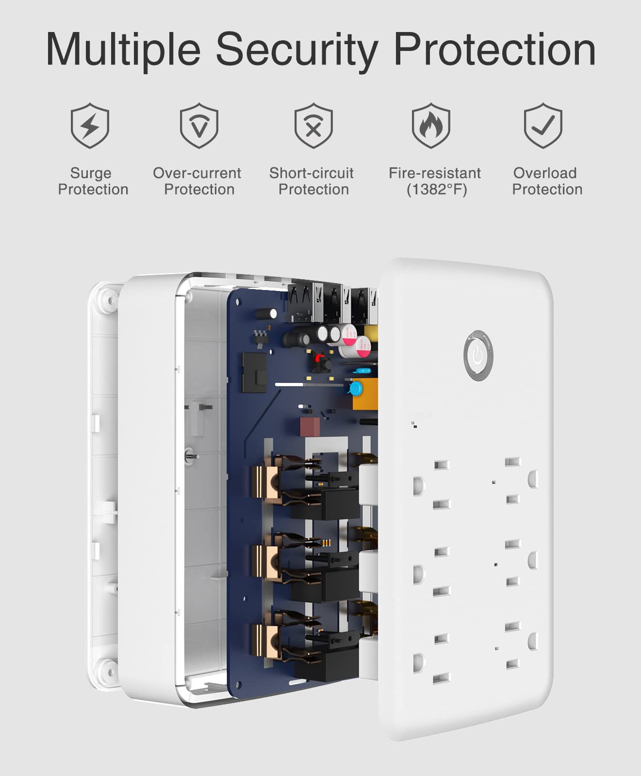 GHome Smart Plug Outlet Extender, USB Surge Protector 3 Individually Controlled Outlets and 3 USB Ports, WiFi Plug Works with Alexa Google Home, Outlet Timer Wall Adapter, 2.4GHz Wi-Fi Only, 15A/1800W